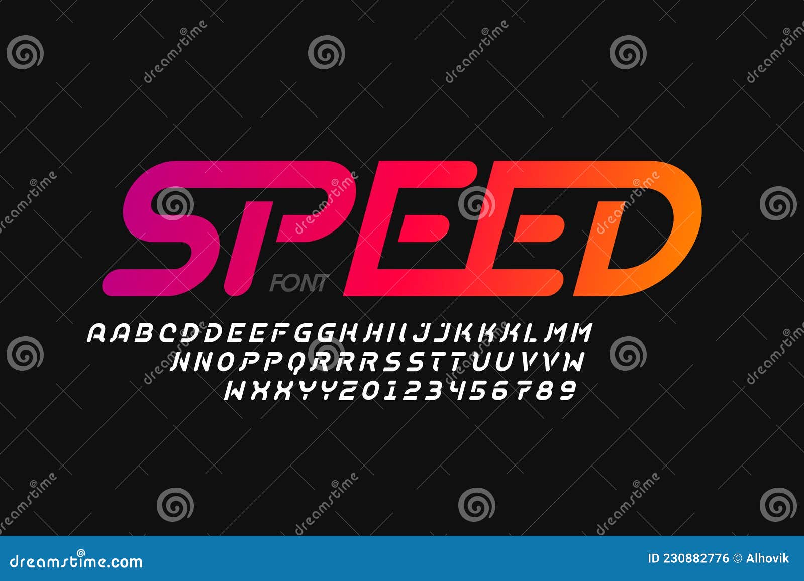 Speed style font design stock vector. Illustration of numbers - 230882776