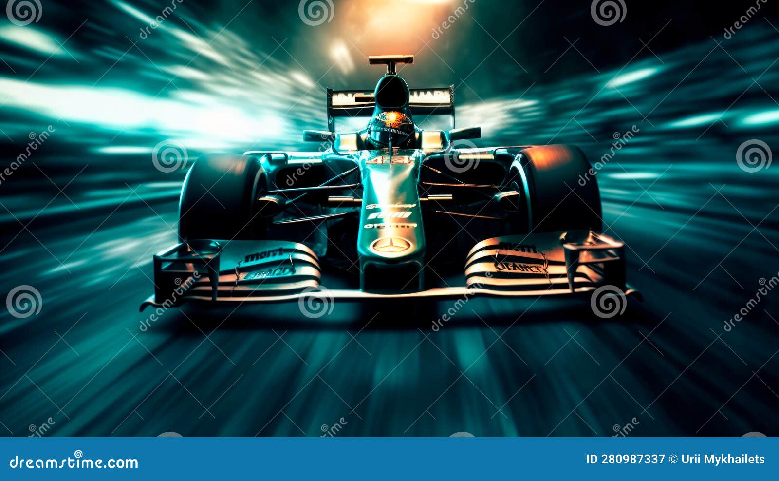 Speed and Style: Formula One Racing with Multiple Filter Effects Stock ...