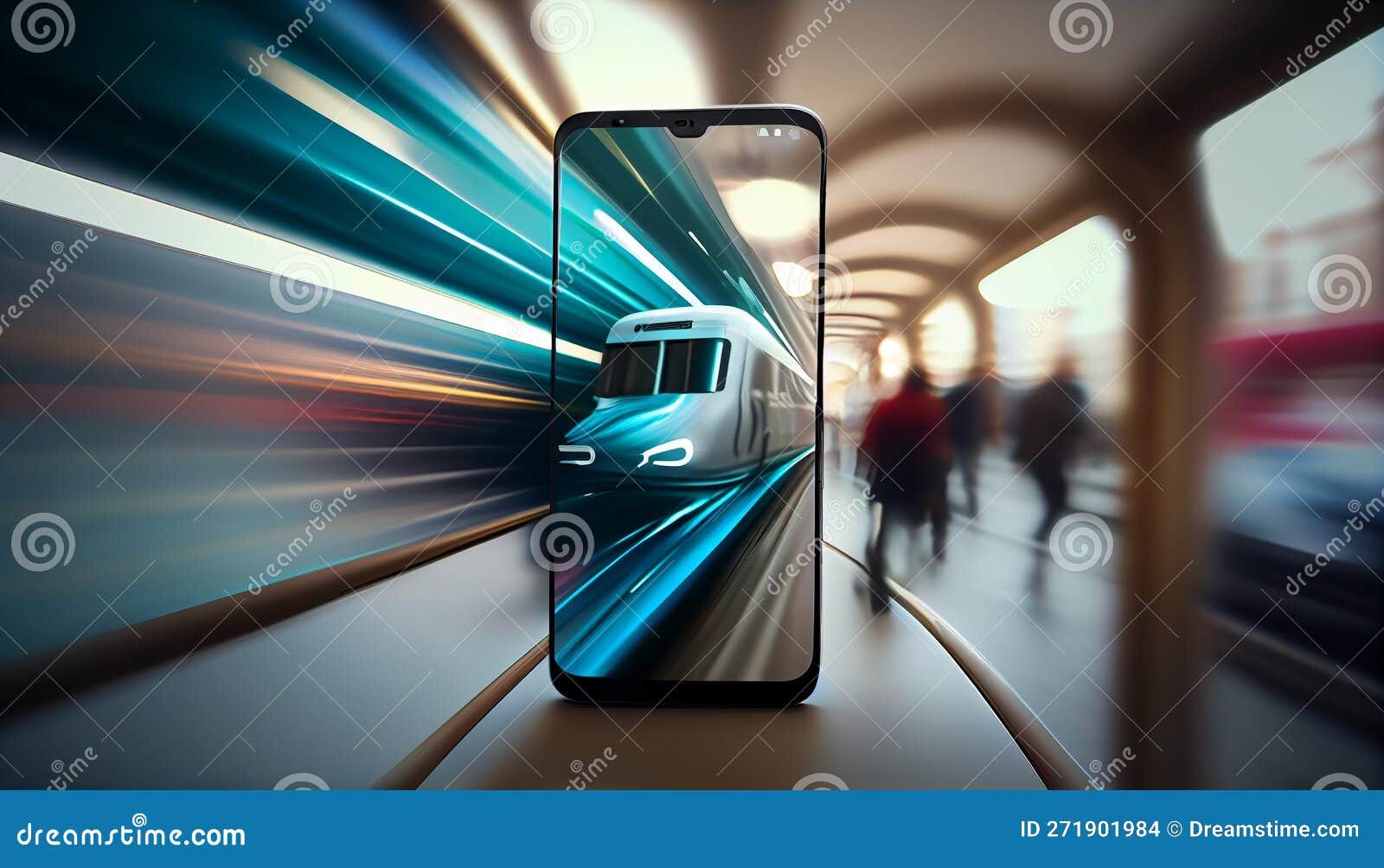 Speed Subway Train in Smartphone ,generative AI Stock Illustration ...
