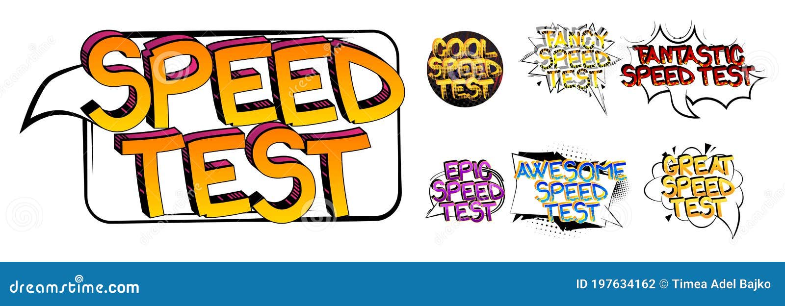 Speed Test Comic Book Style Cartoon Words Stock Vector - Illustration ...
