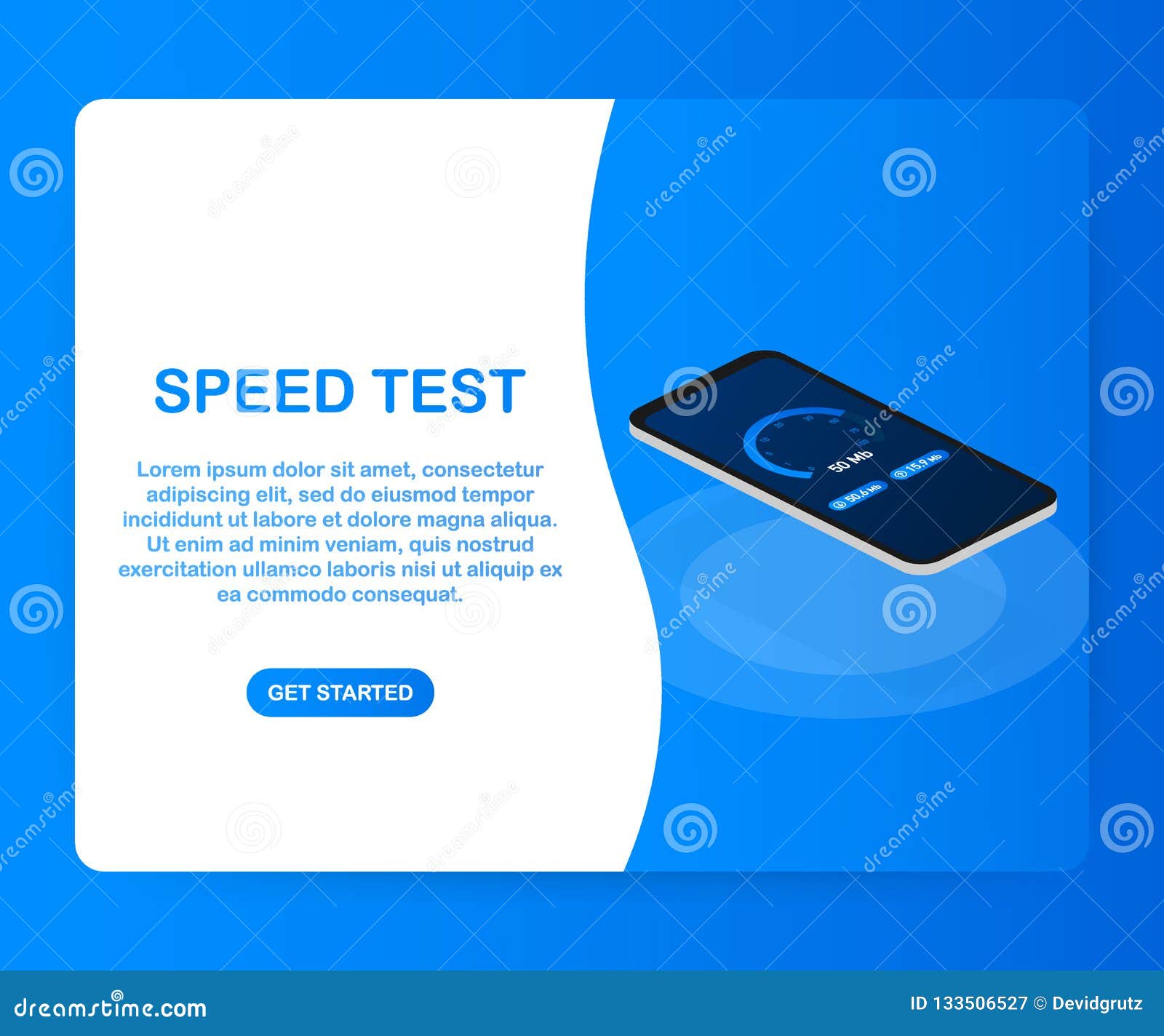 Speed Test on Smartphone. Speedometer Internet Speed 100 Mb. Website ...