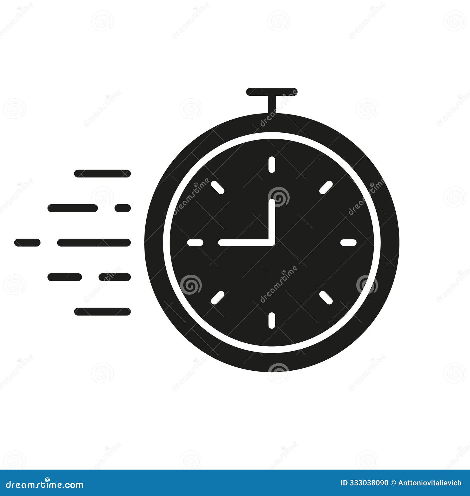 Speed Timer Silhouette Icon, Fast Moving Clock Symbolizing Urgency for ...