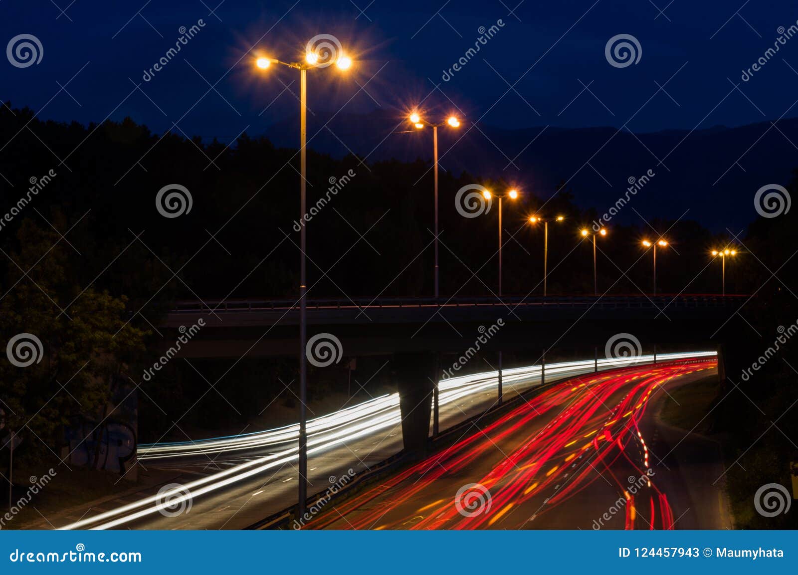 Speed Traffic at Dramatic Sundown Time Stock Image - Image of road ...