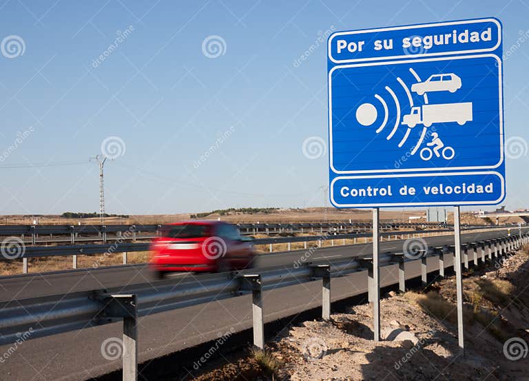 Speed Trap Sign with Car Passing Stock Image - Image of camera, traffic ...