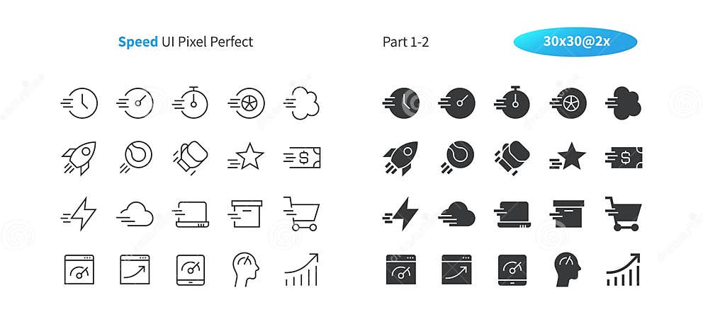 Speed UI Pixel Perfect Well-crafted Vector Thin Line and Solid Icons 30 ...