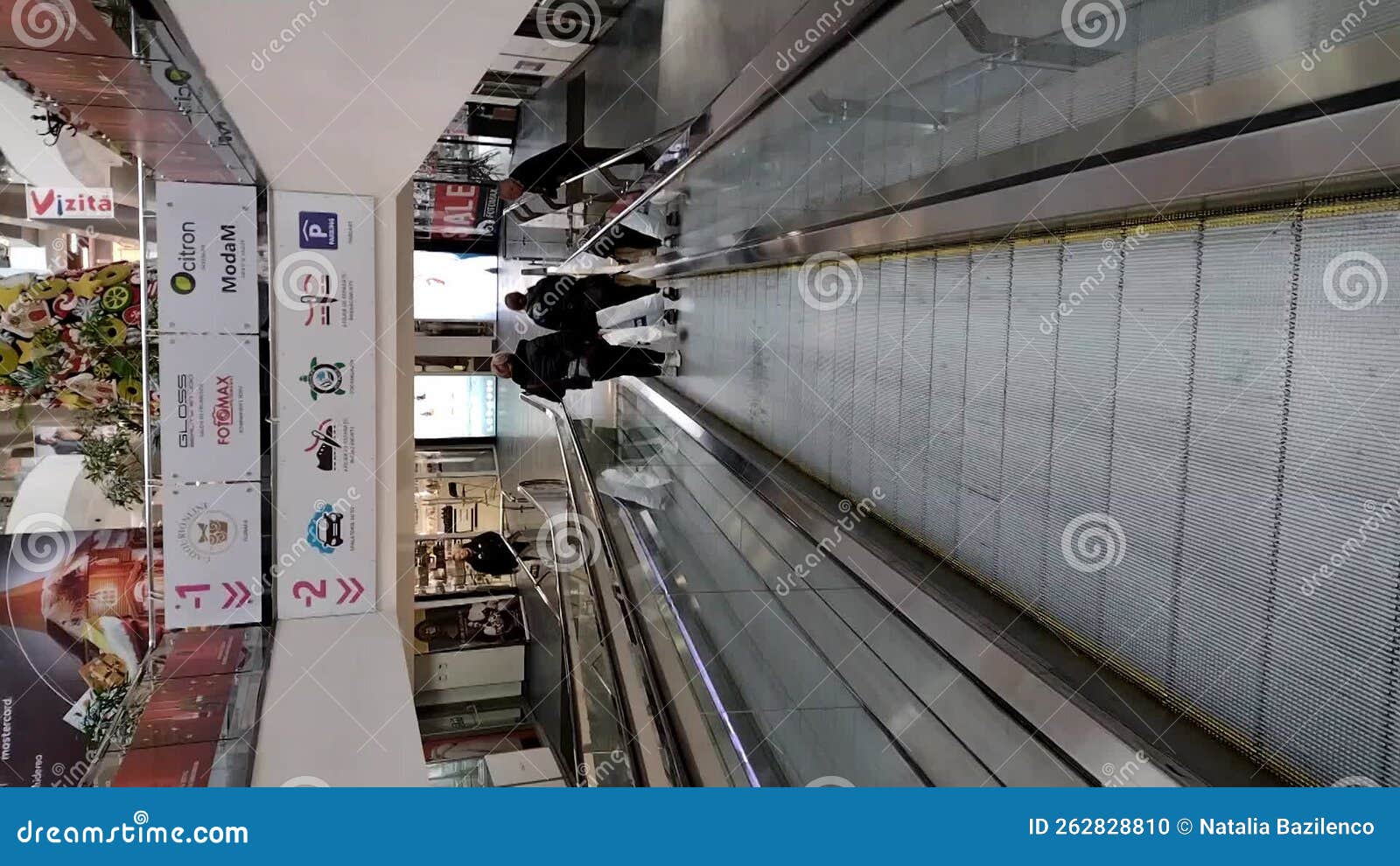 Speed Up People Walk Escalator in the Mall, Mobile Video Stock Footage ...