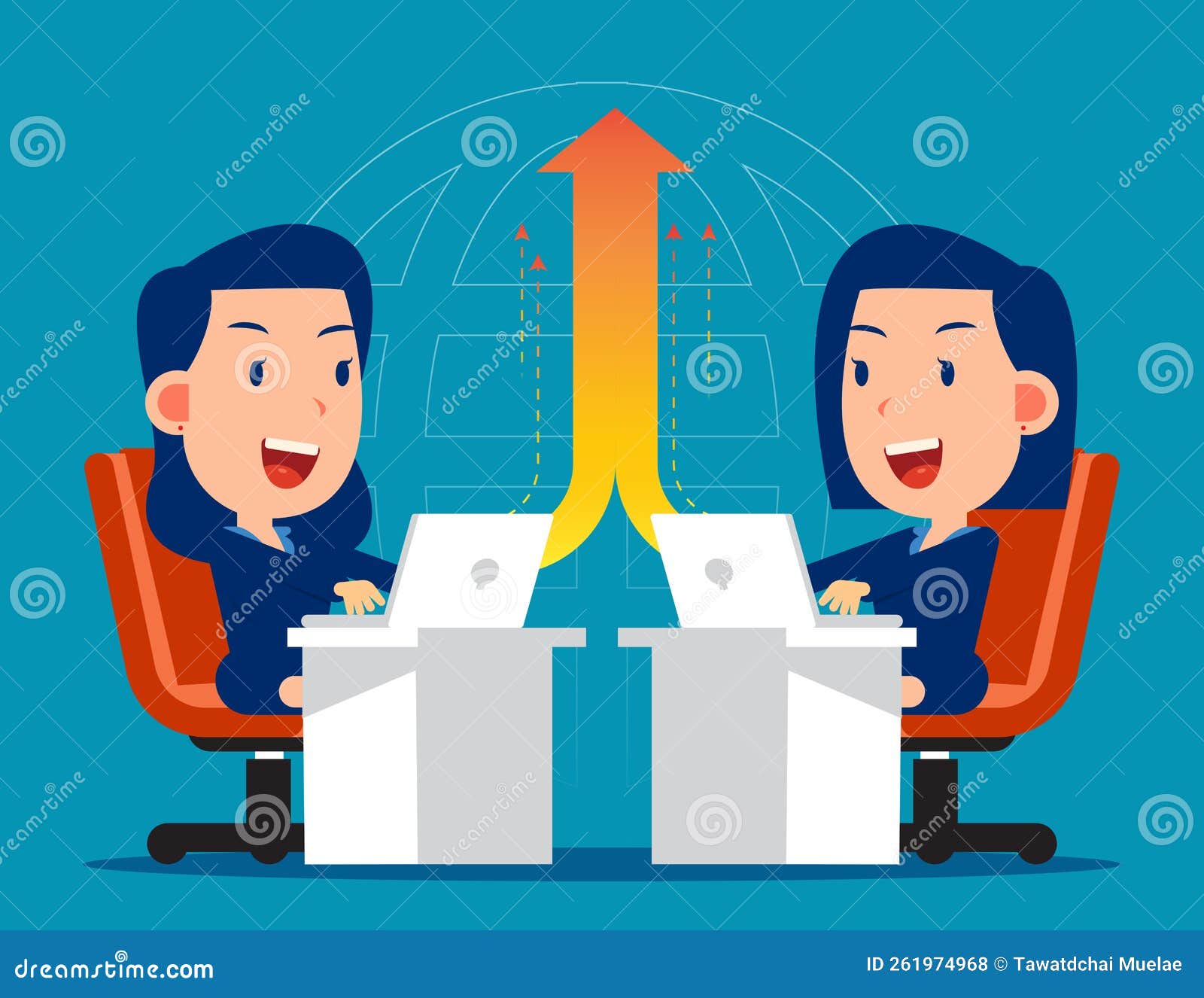 The Speed of Work by the Network. Office Working Concept Stock Vector ...