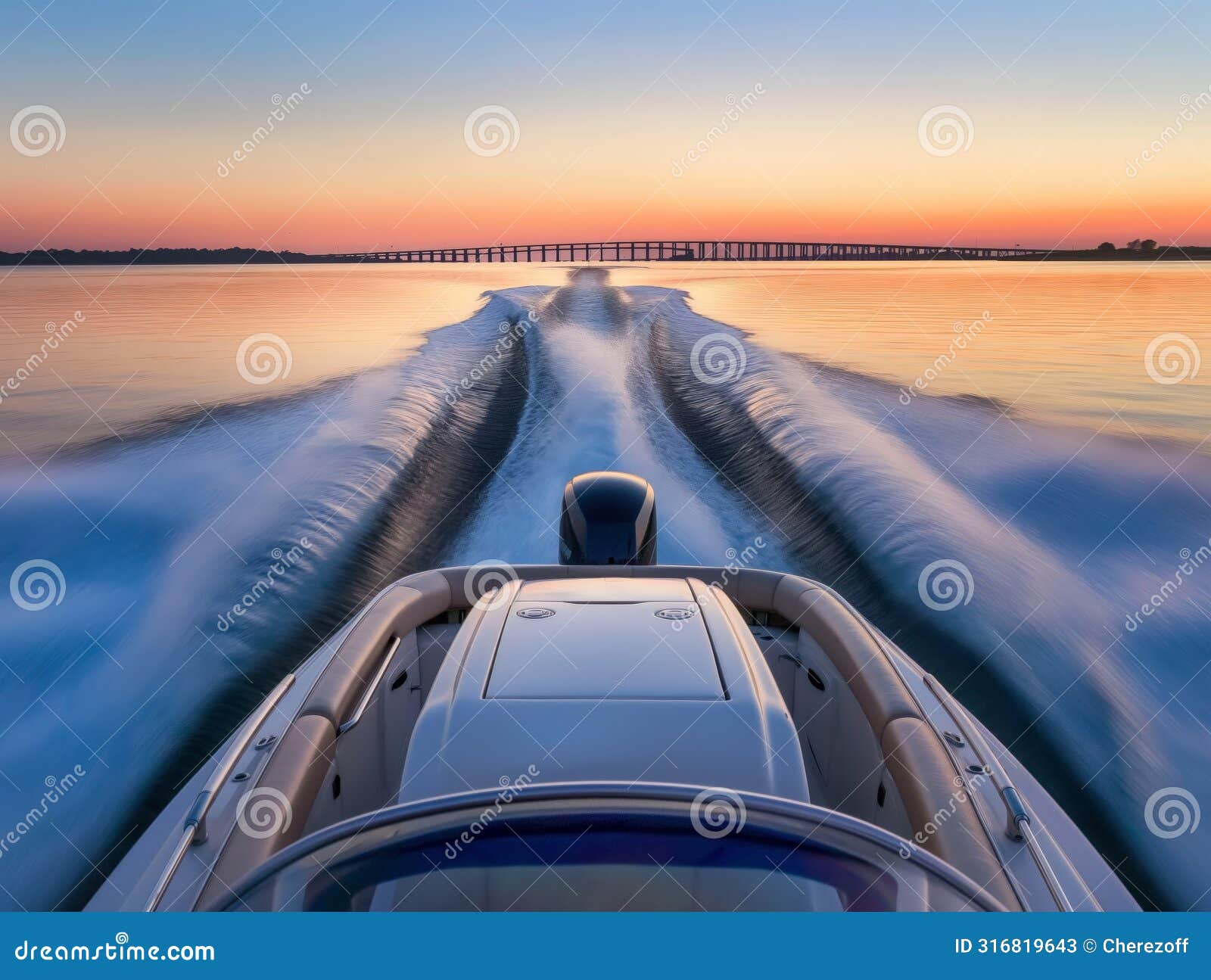 Speedboat Adventure at Sunset Stock Image - Image of journey, horizon ...