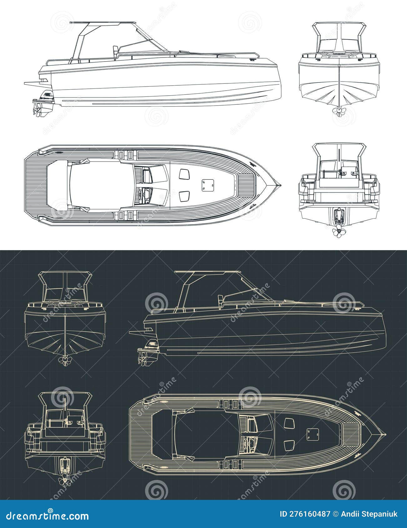 Speedboat blueprints stock vector. Illustration of blueprints - 276160487