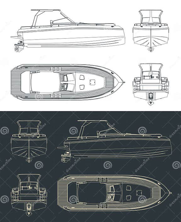 Speedboat blueprints stock vector. Illustration of blueprints - 276160487