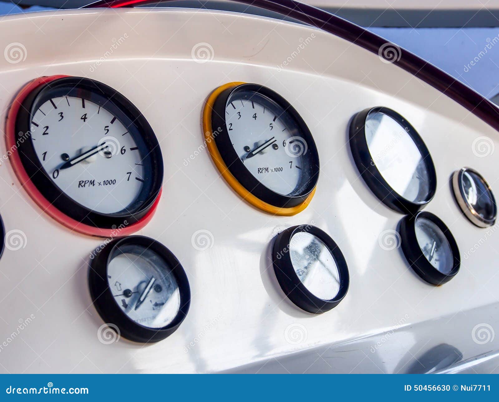 Speedboat Engine Control Guages Stock Photo - Image of dial, marine ...