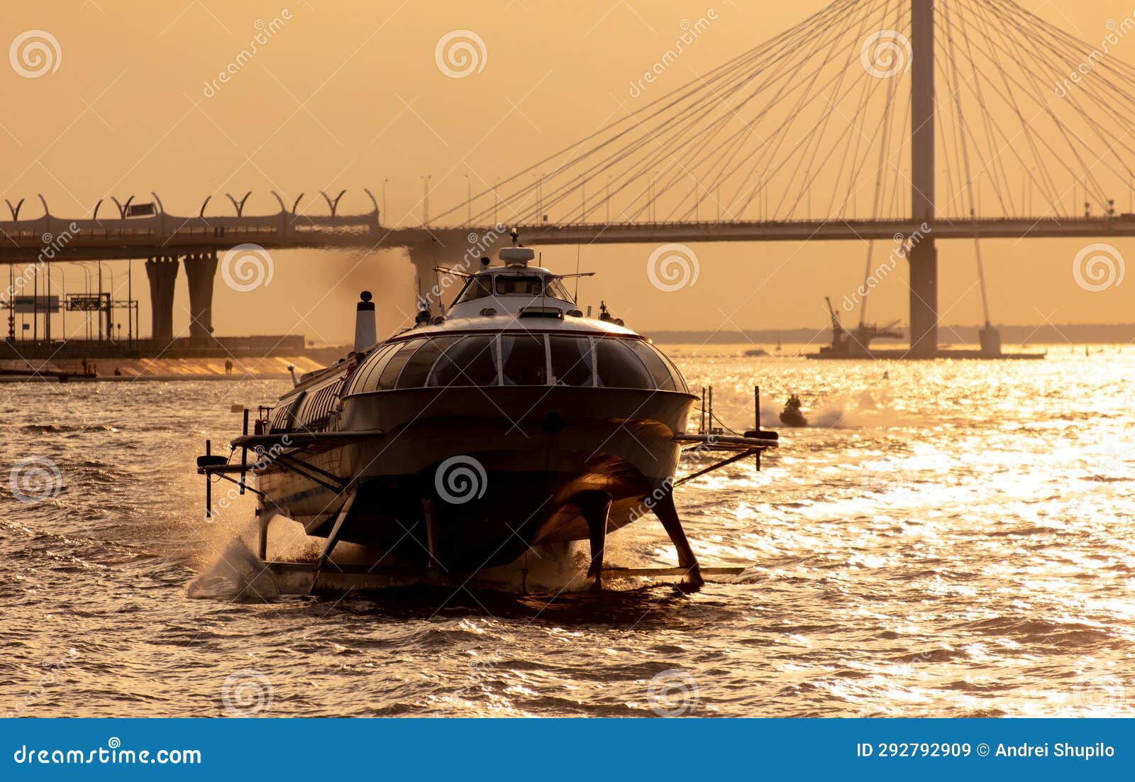 A Speedboat Flies Across the Water at Sunset Stock Image - Image of ...