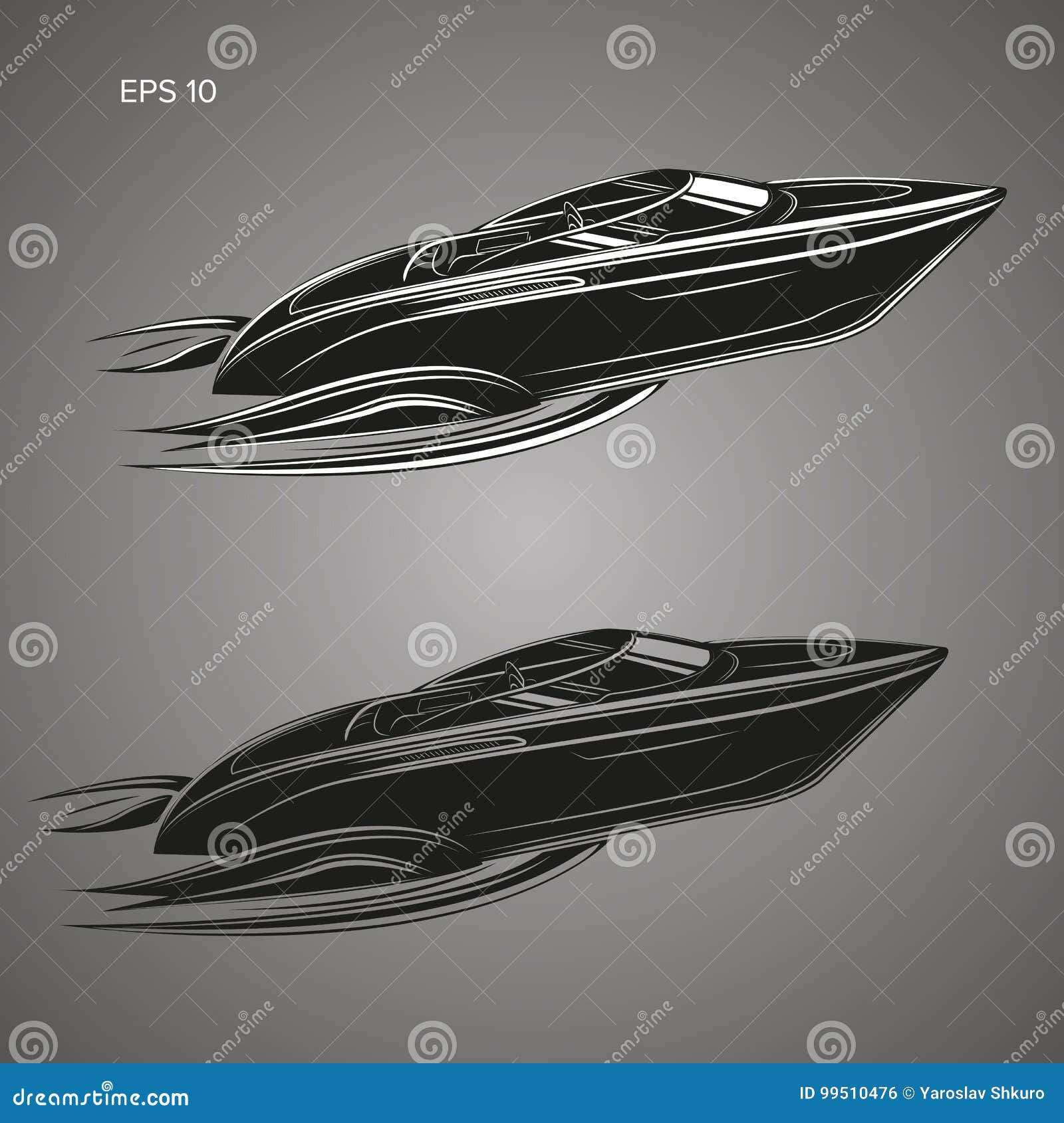 Speedboat Illustration. Luxury Boat Vector. Streamline Vessel. Stock ...