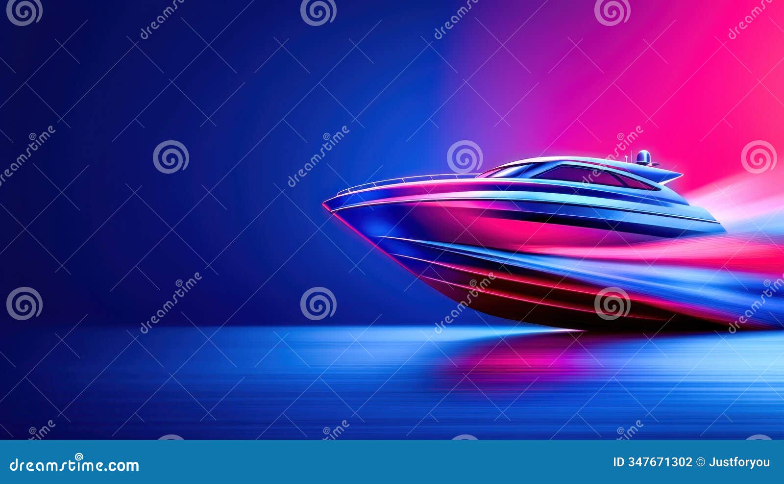 Speedboat with Motion Blur and Vibrant Blue Gradient Background Stock ...