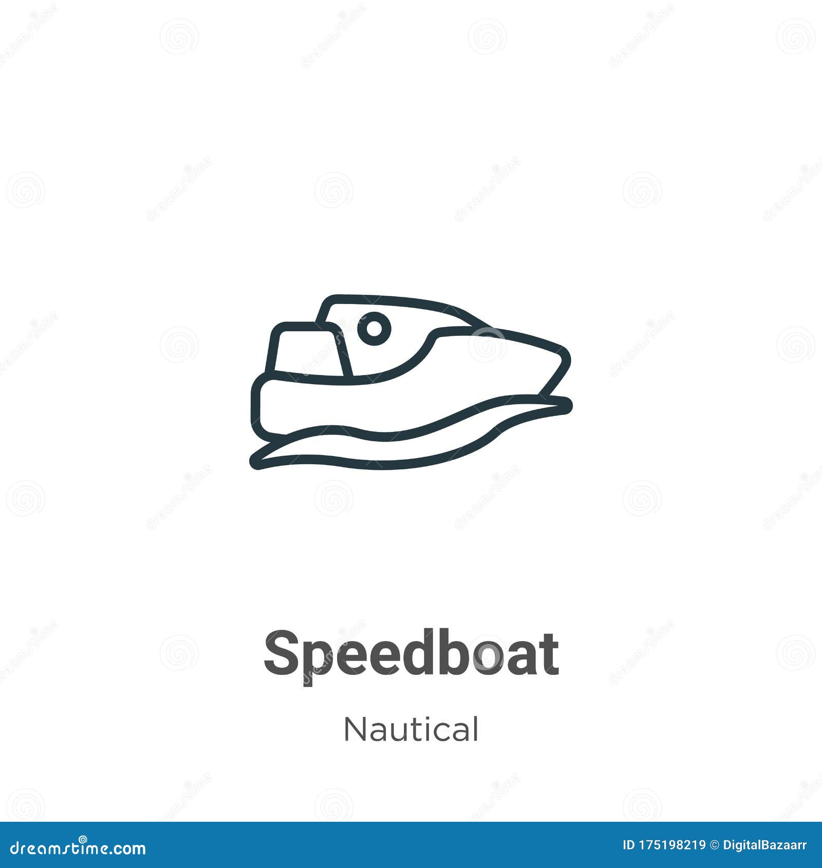 Speedboat Outline Vector Icon. Thin Line Black Speedboat Icon, Flat Vector Simple Element ...