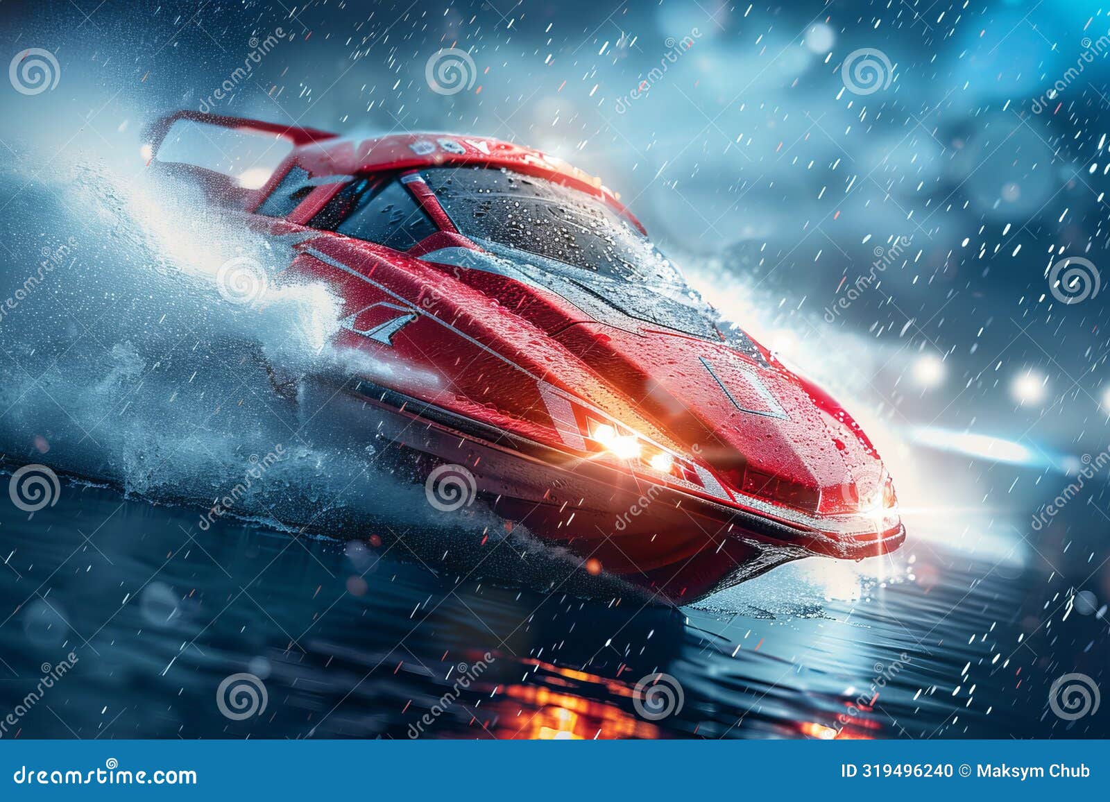 Speedboat Racing in Intense Water Course with Large Waves for Exciting ...