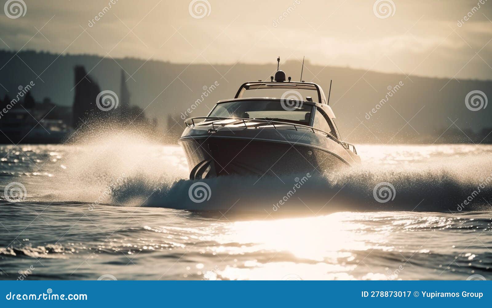 Speedboat Sailing on Blue Waves, Luxury Yacht for Summer Vacations ...