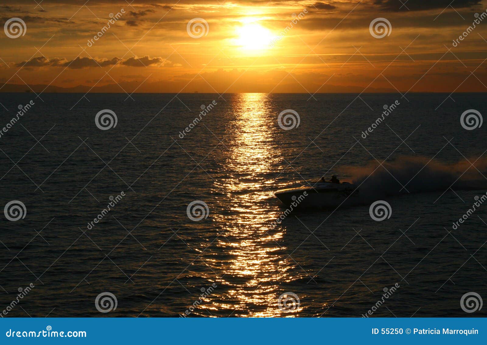 Speedboat Sunset stock photo. Image of beach, motorboat - 55250
