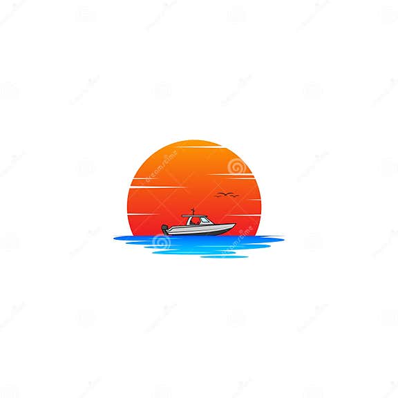 Speedboat with Sunset Logo Vector Graphics Stock Vector - Illustration ...