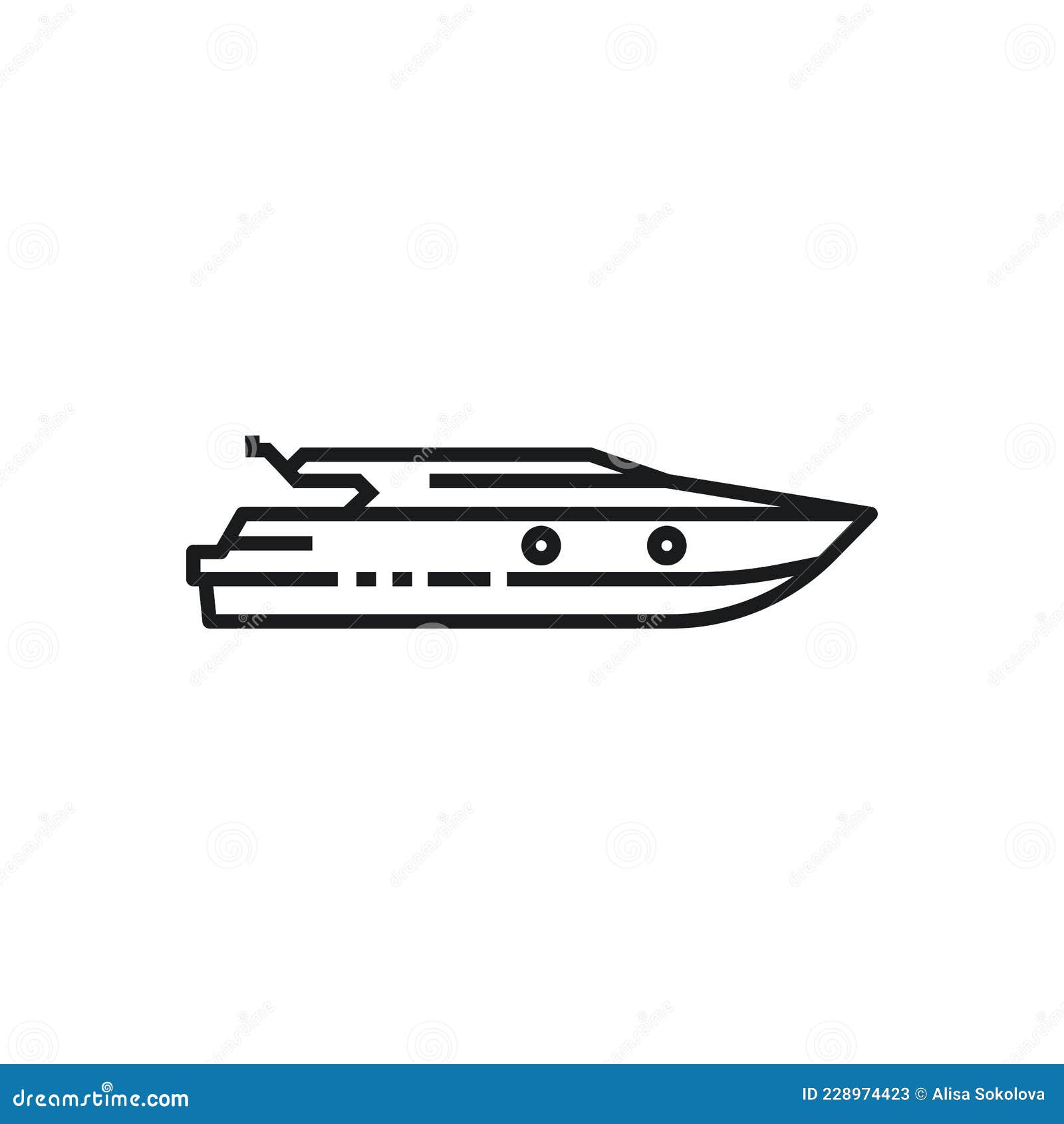 Speedboat Vector Outline Style, Line Icon Isolated Stock Vector ...