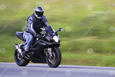 Speeding Biker stock image. Image of leather, dragging - 13856473