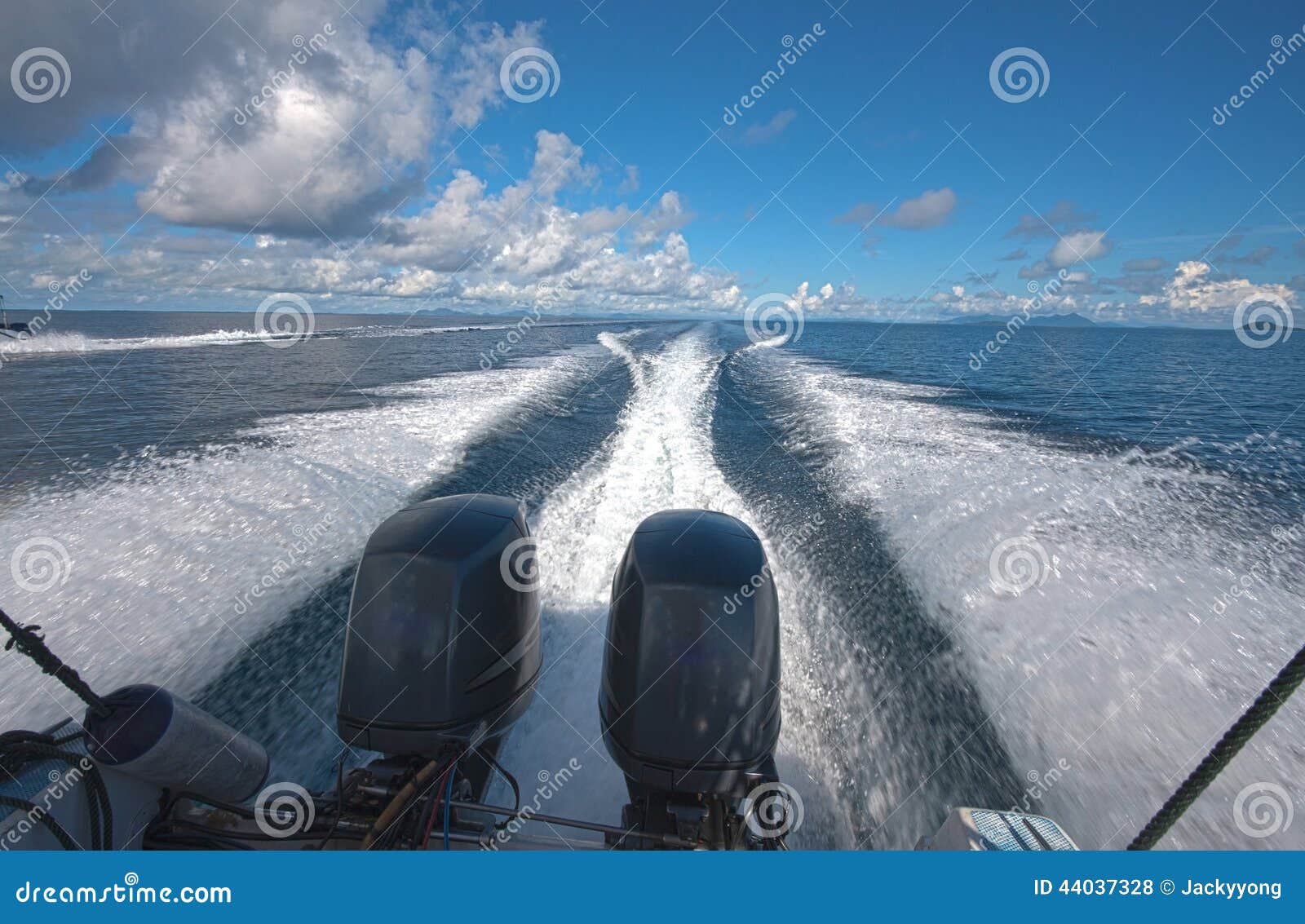 Speeding boat stock photo. Image of motorboat, trail - 44037328