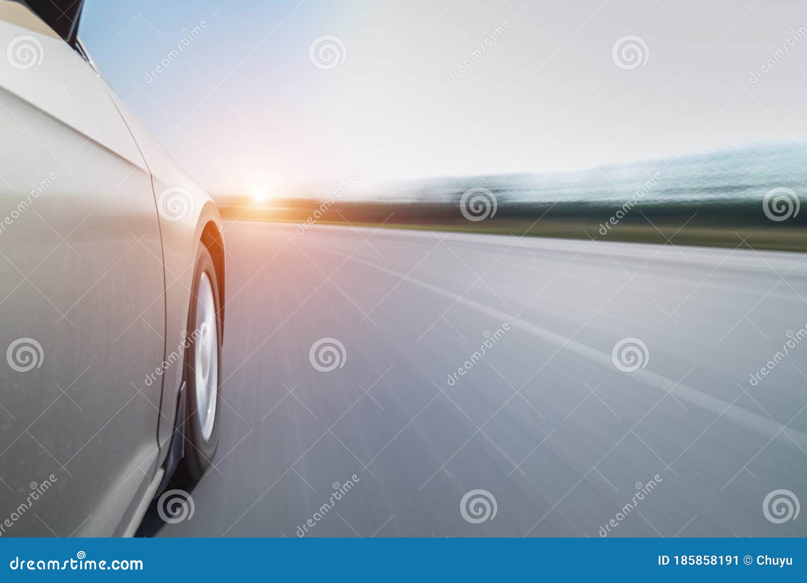 Speeding Car with Blurred Road Stock Image - Image of road, shiny ...