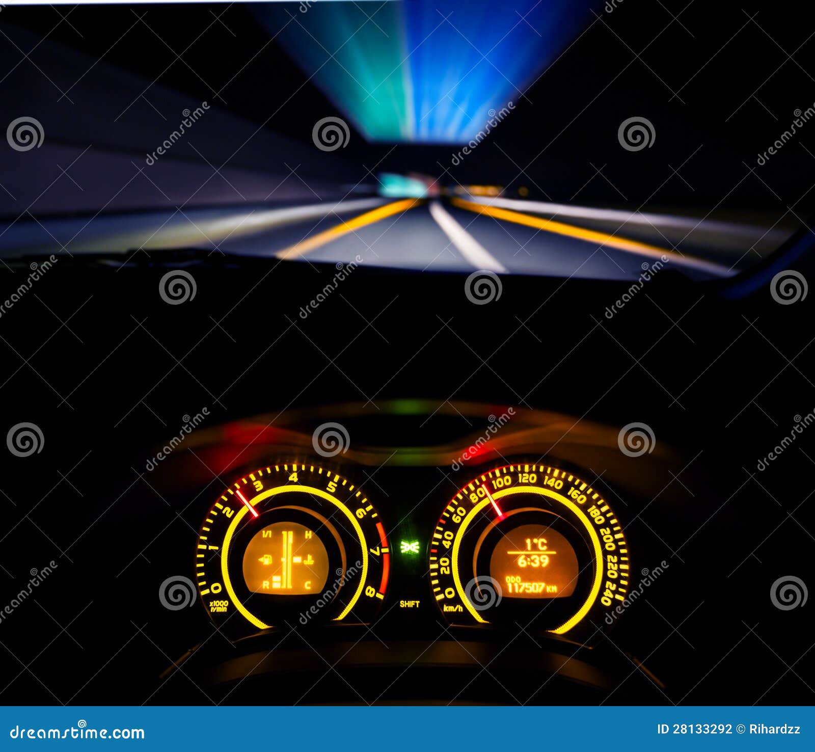 Speeding car dashboard stock photo. Image of racing, speedometer - 28133292