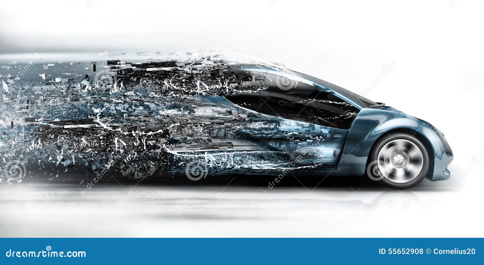 Speeding Car Disintegrating Stock Illustration - Illustration of lines ...