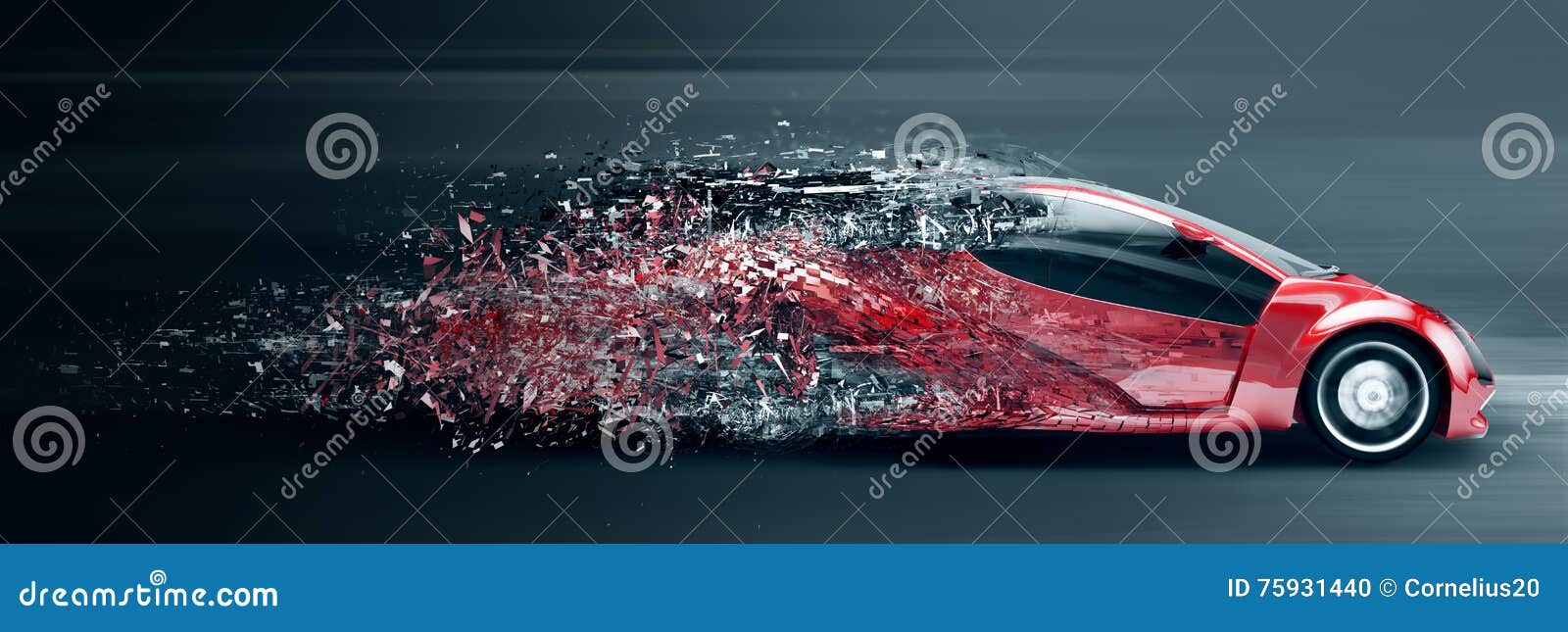 Speeding Car Disintegrating Stock Illustration - Illustration of luxury ...
