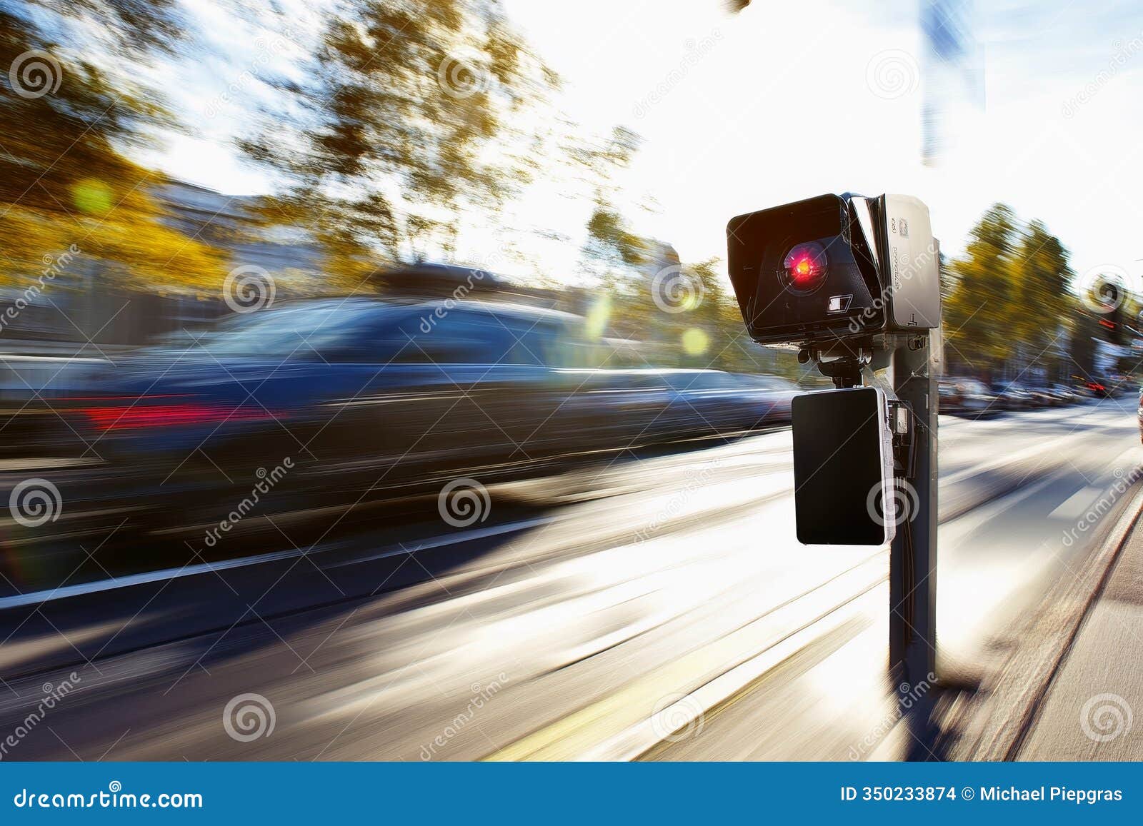 A Speeding Car is Flashed by a Speed Trap Stock Illustration ...
