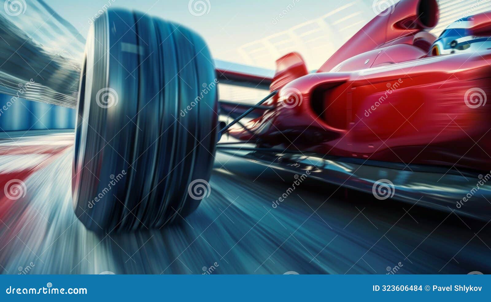 Speeding Car with Natural Energy Technology. Low Angle Side View of Car ...