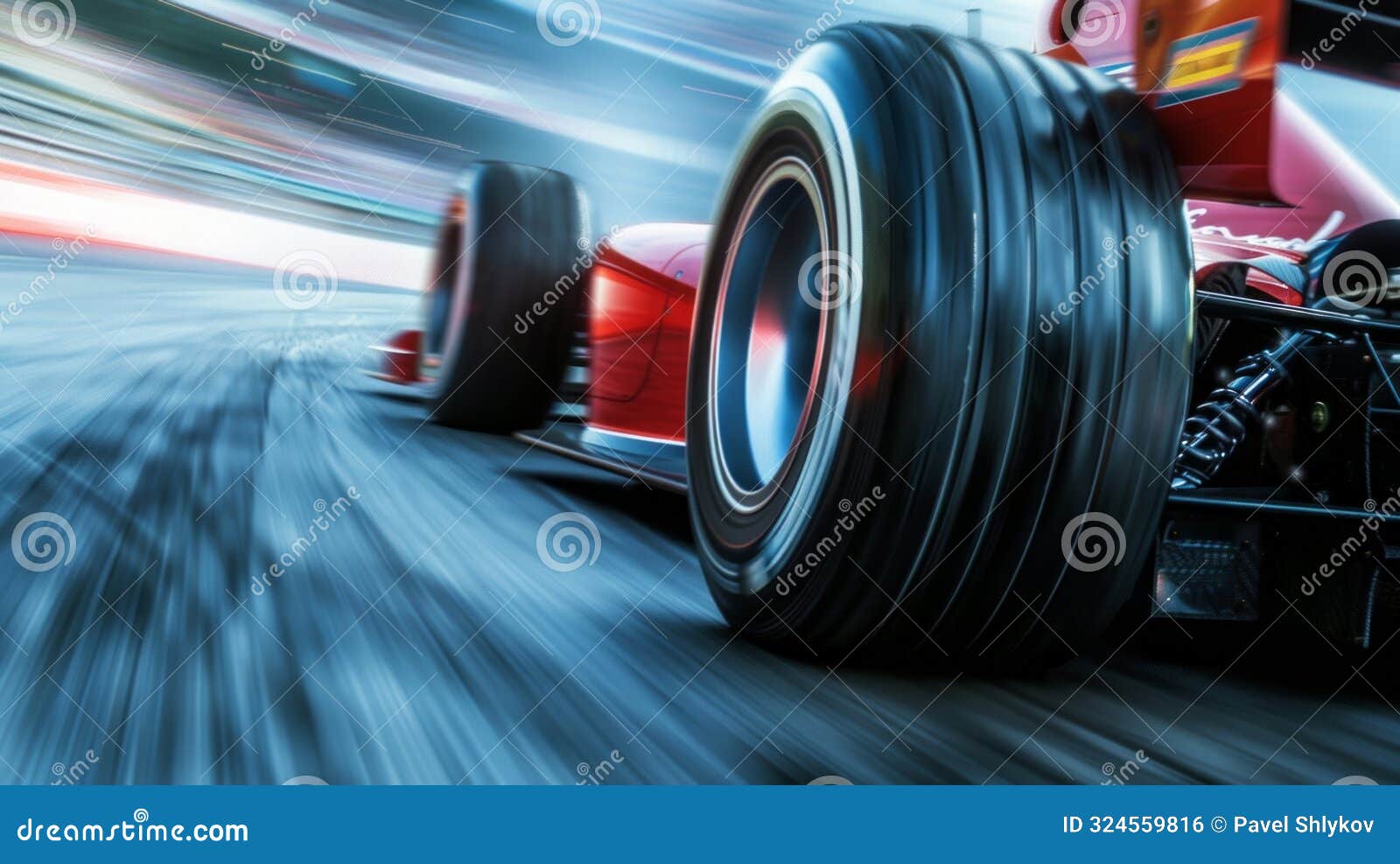 Speeding Car with Natural Energy Technology. Low Angle Side View of Car ...