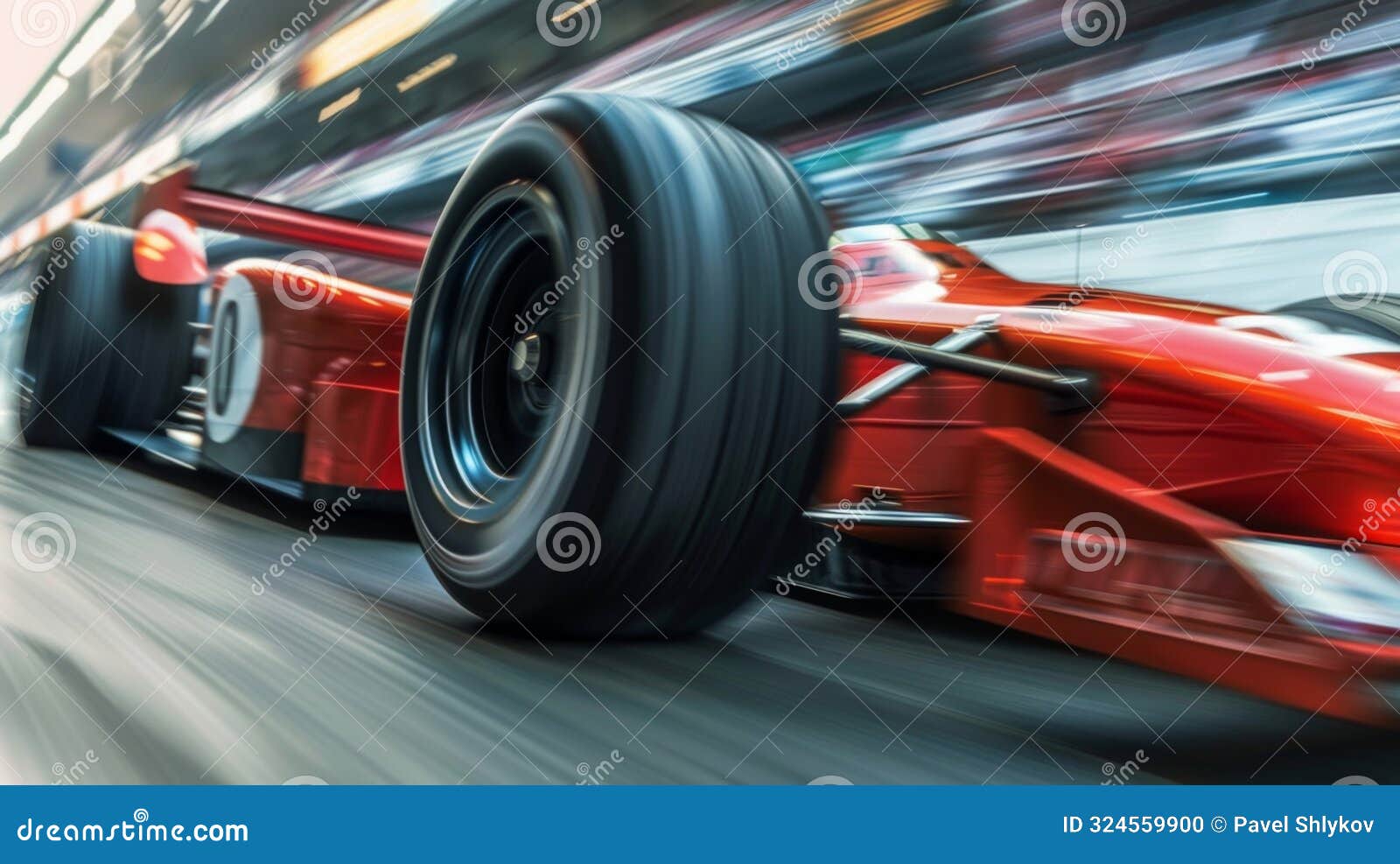 Speeding Car with Natural Energy Technology. Low Angle Side View of Car ...