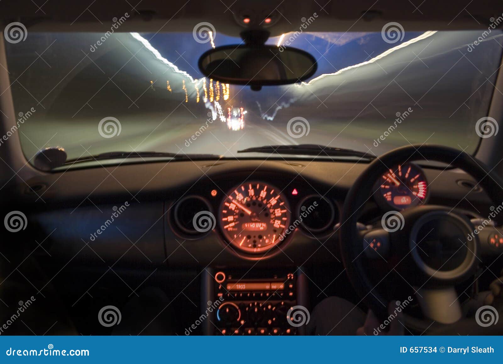 Speeding car at night stock photo. Image of control, mini - 657534