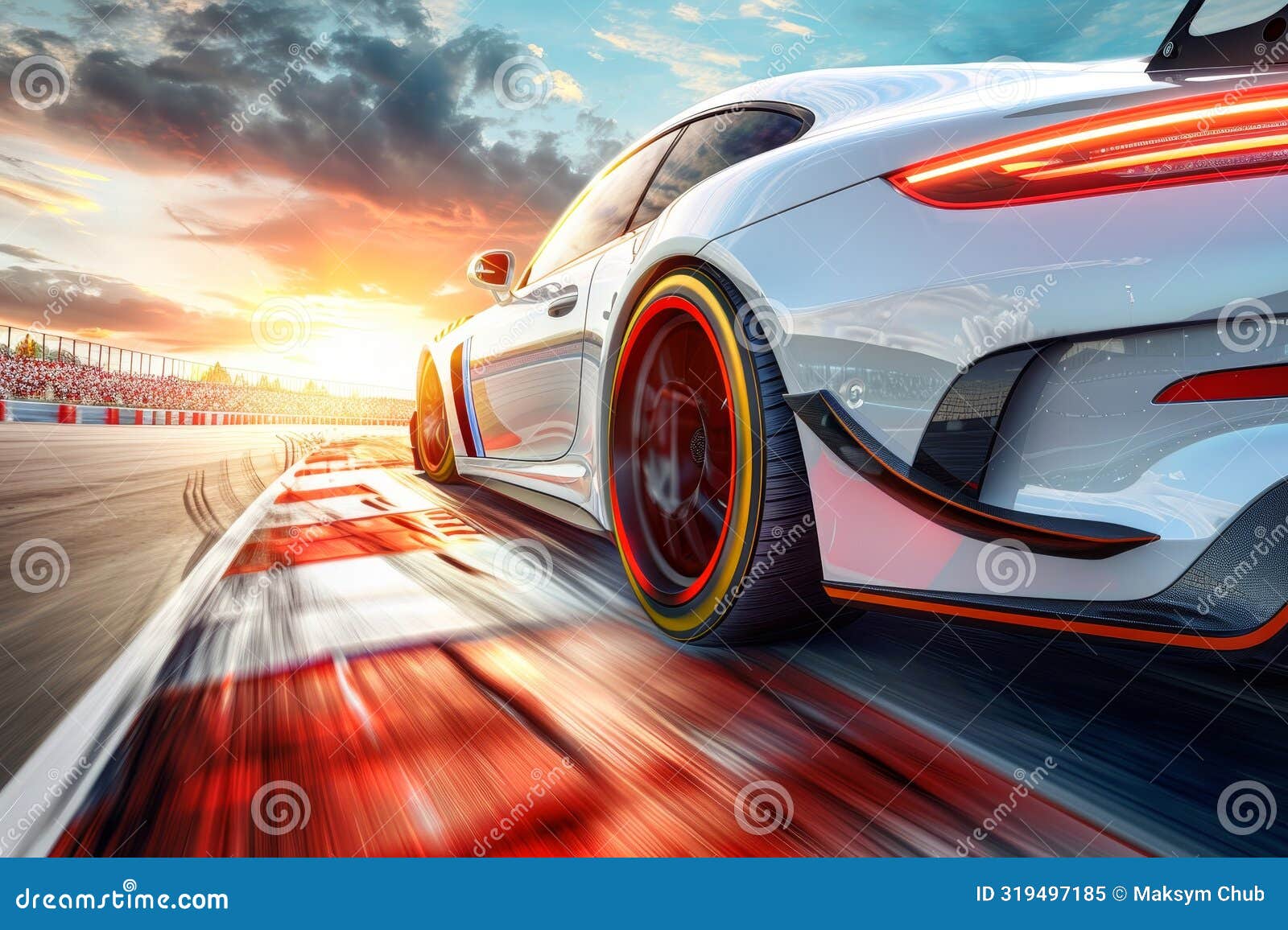 Speeding Car on Race Track Captured from the Side View for an Exciting ...