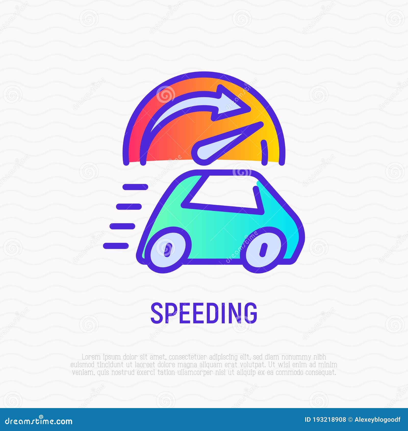 Speeding: Car is Riding Fast, Speedometer on Maximum. Thin Line Icon ...