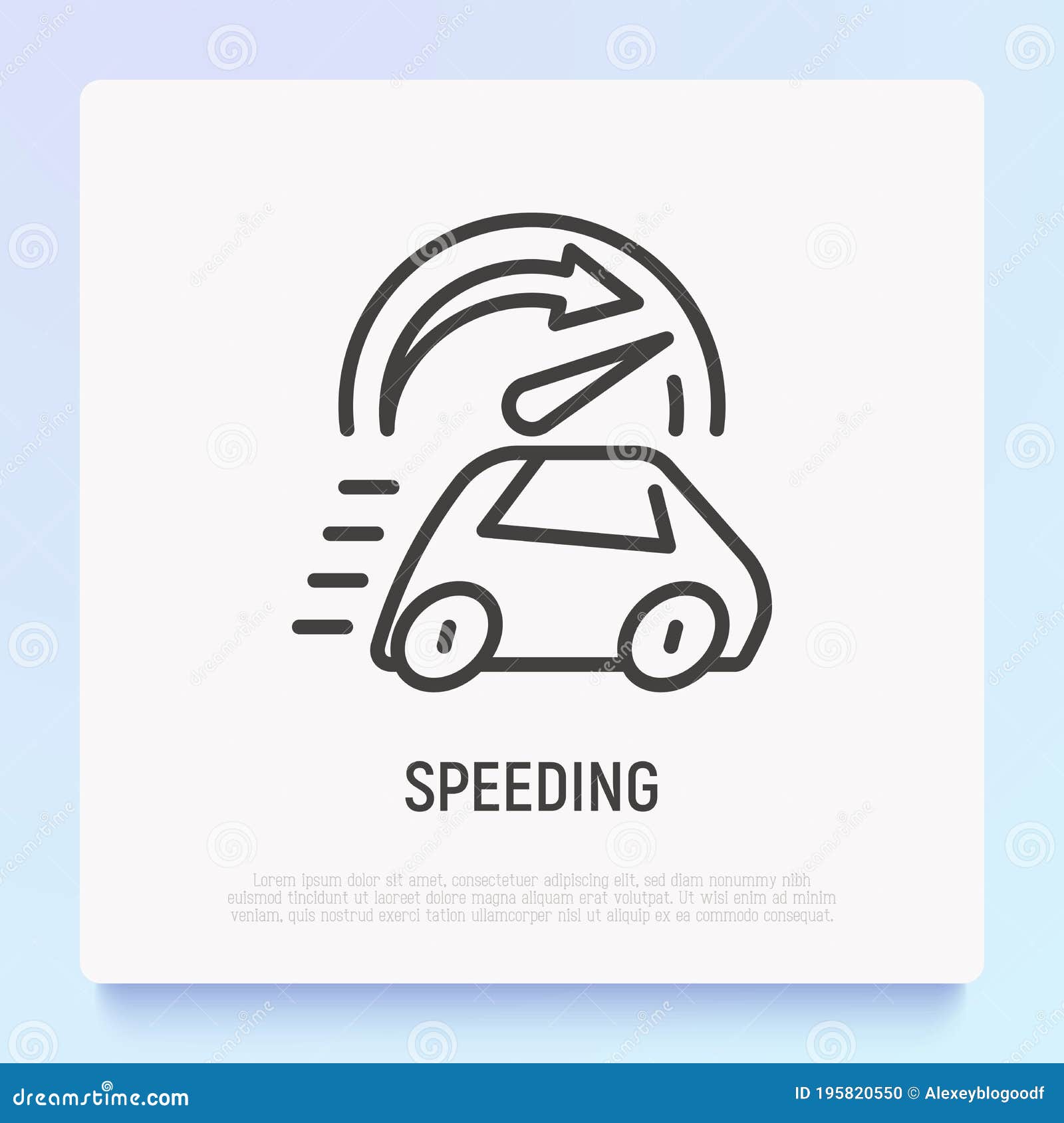 Speeding: Car is Riding Fast, Speedometer on Maximum. Thin Line Icon ...