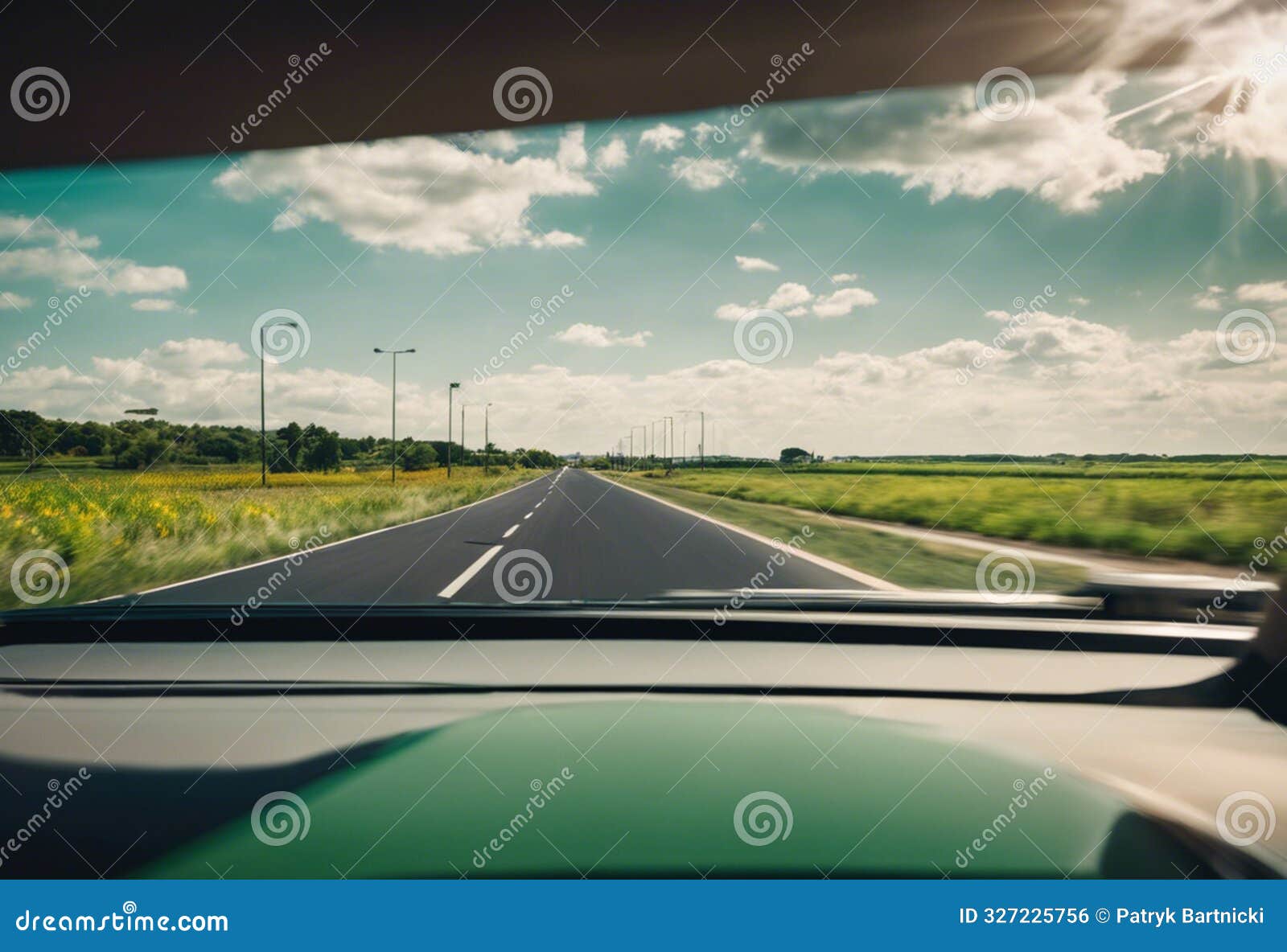 Speeding Down the Highway Rear View Mirror Reflections Stock Photo ...