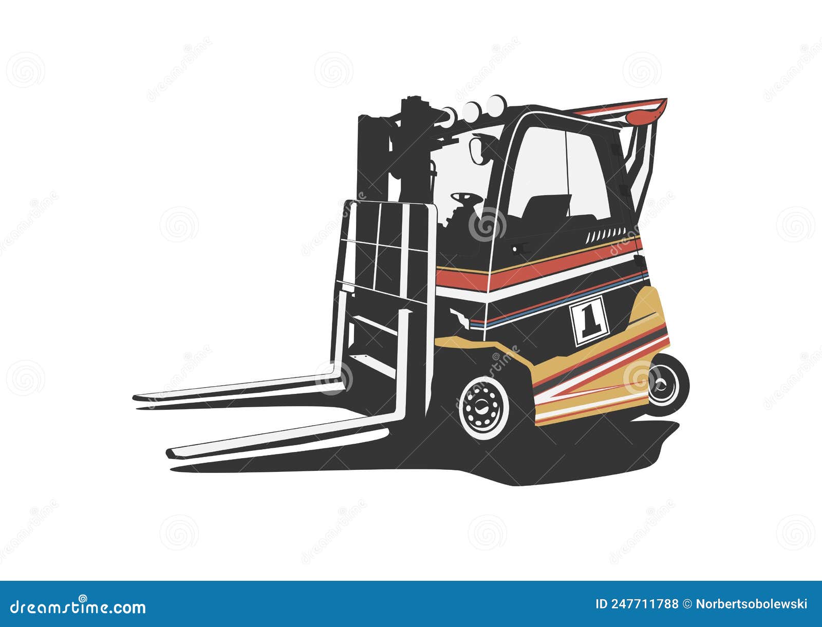 Speeding Forklift With Racing Spoiler. Vector Illustration ...