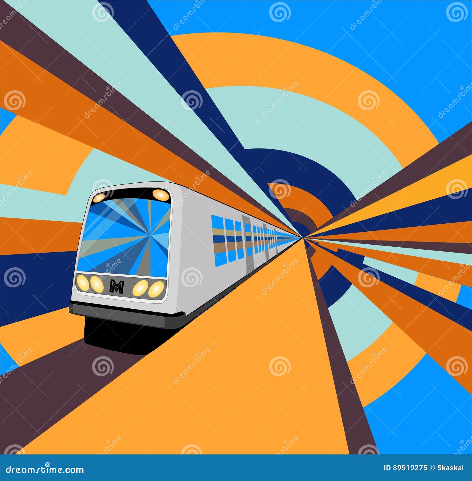 A speeding metro train. stock vector. Illustration of scene - 89519275