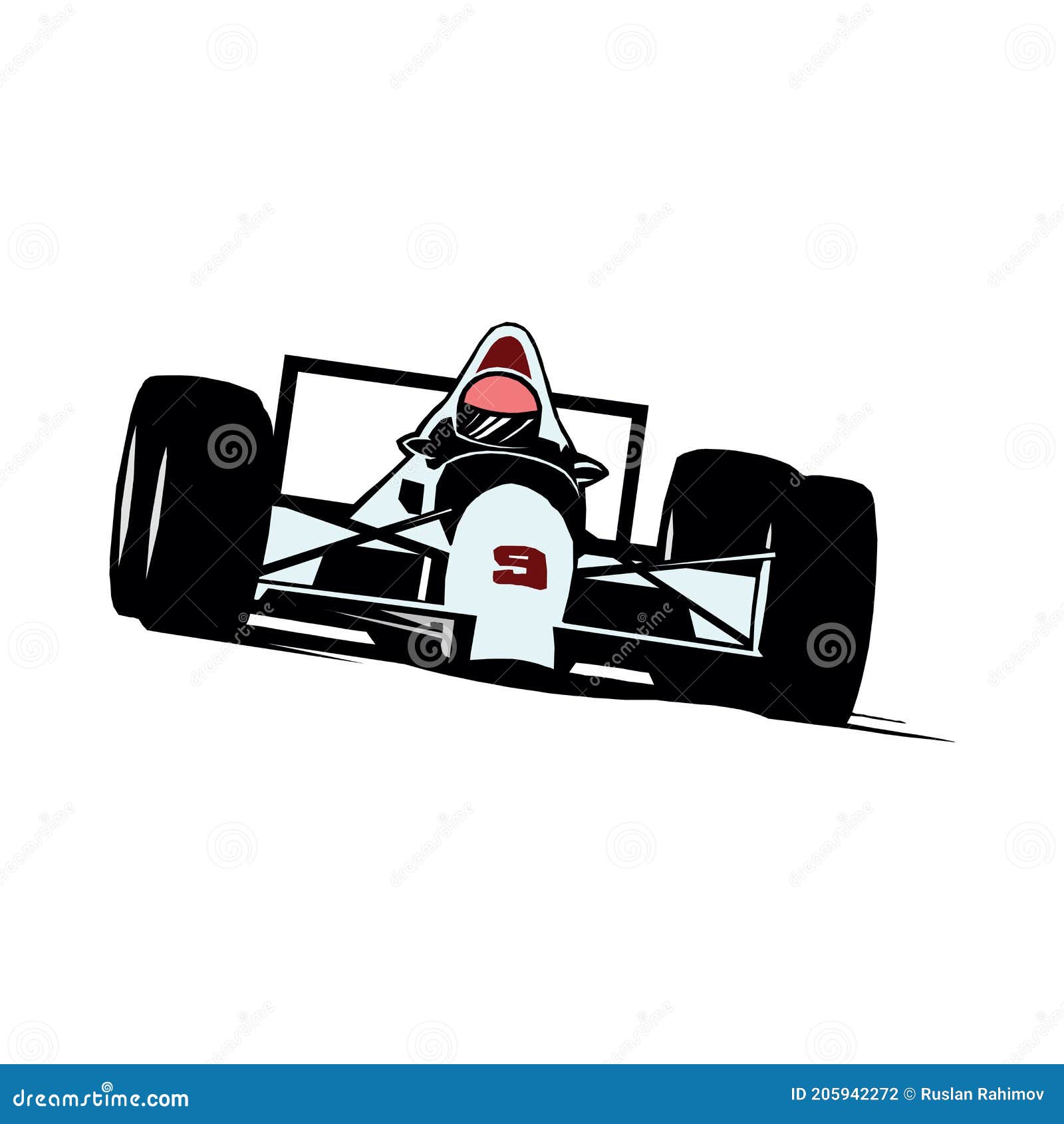 Speeding Racing Car, Racetrack Design Isolated on a White Background in ...