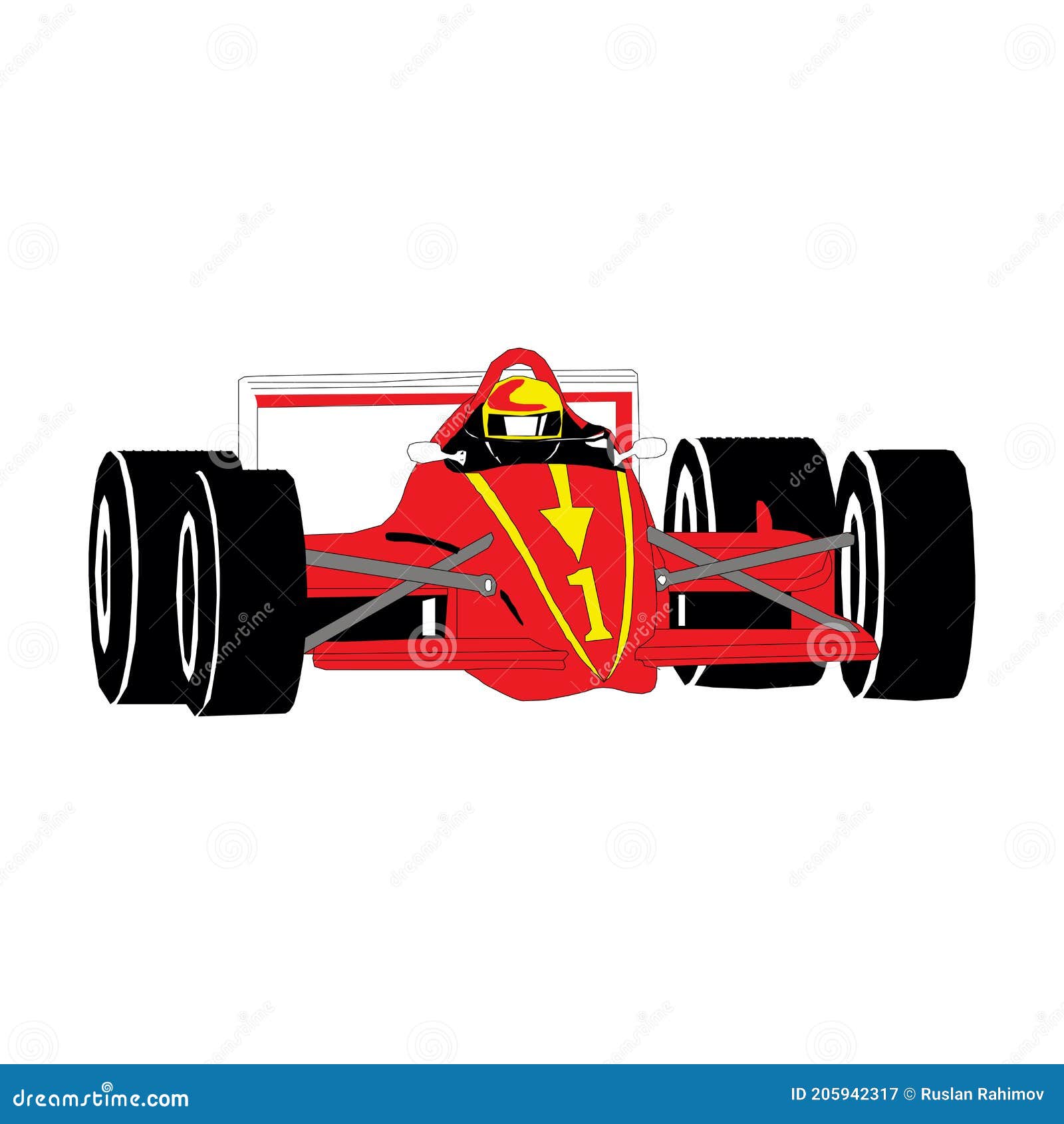 Speeding Racing Car, Racetrack Design Isolated on a White Background in ...
