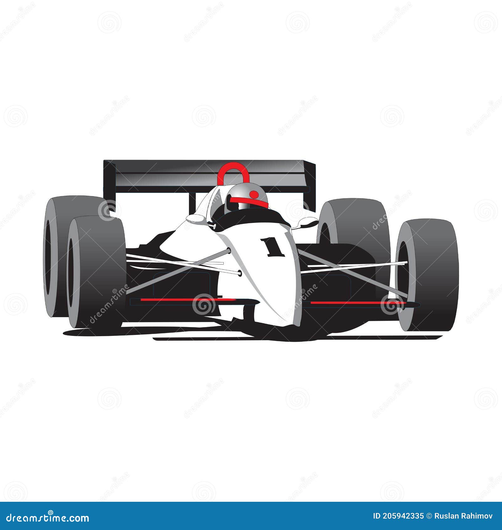 Speeding Racing Car, Racetrack Design Isolated on a White Background in ...