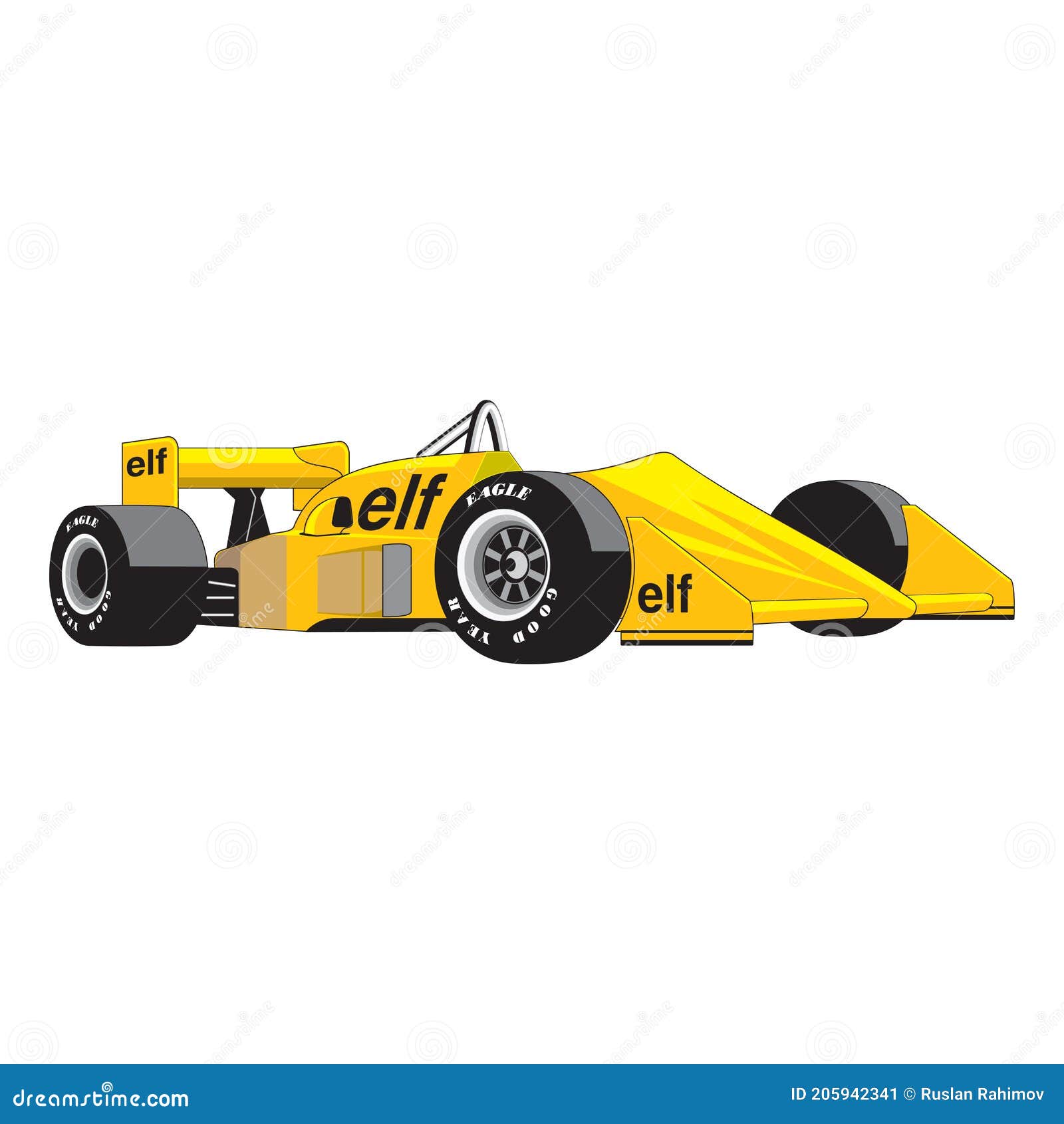 Speeding Racing Car, Racetrack Design Isolated on a White Background in ...
