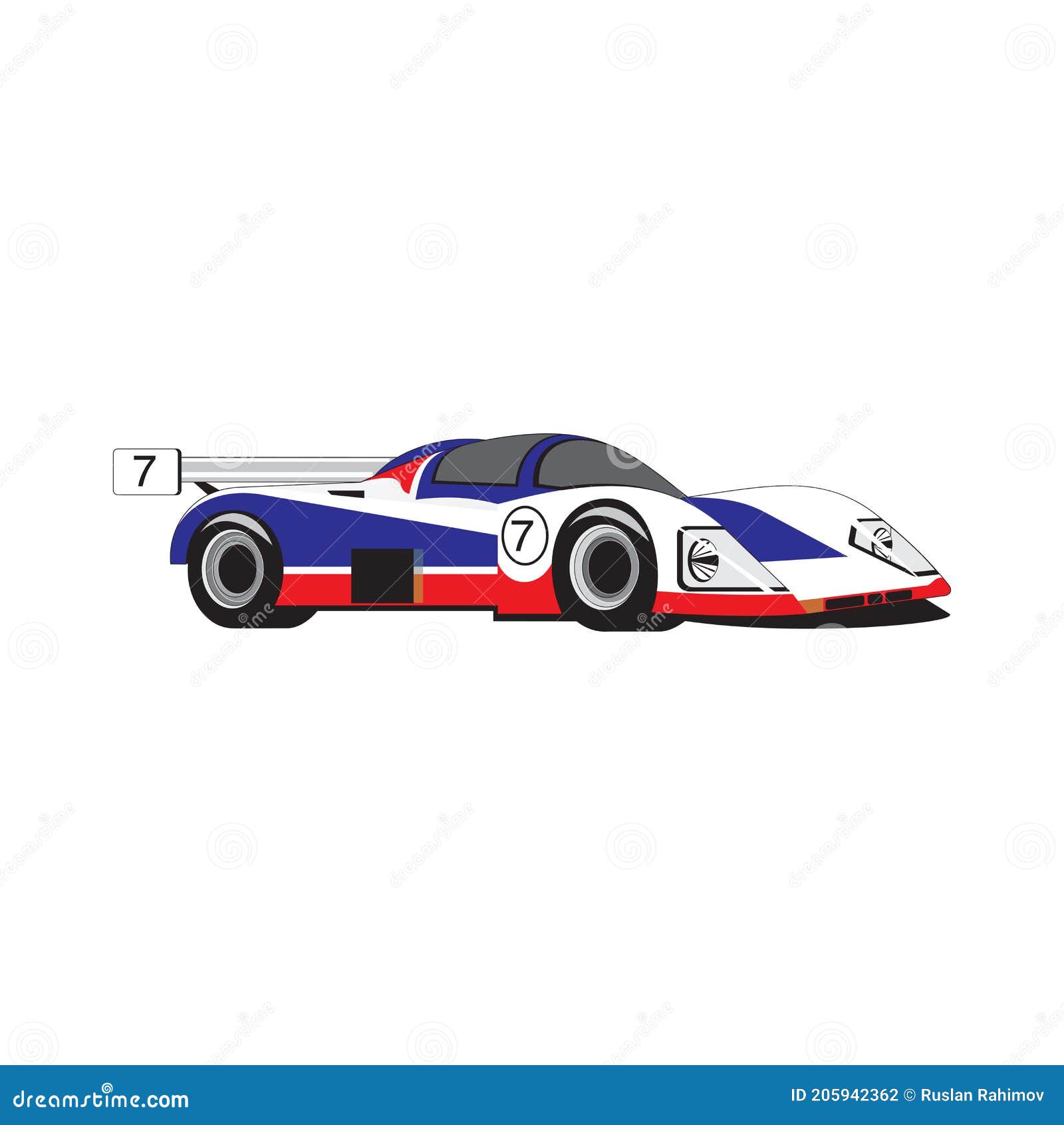 Speeding Racing Car, Racetrack Design Isolated on a White Background in ...