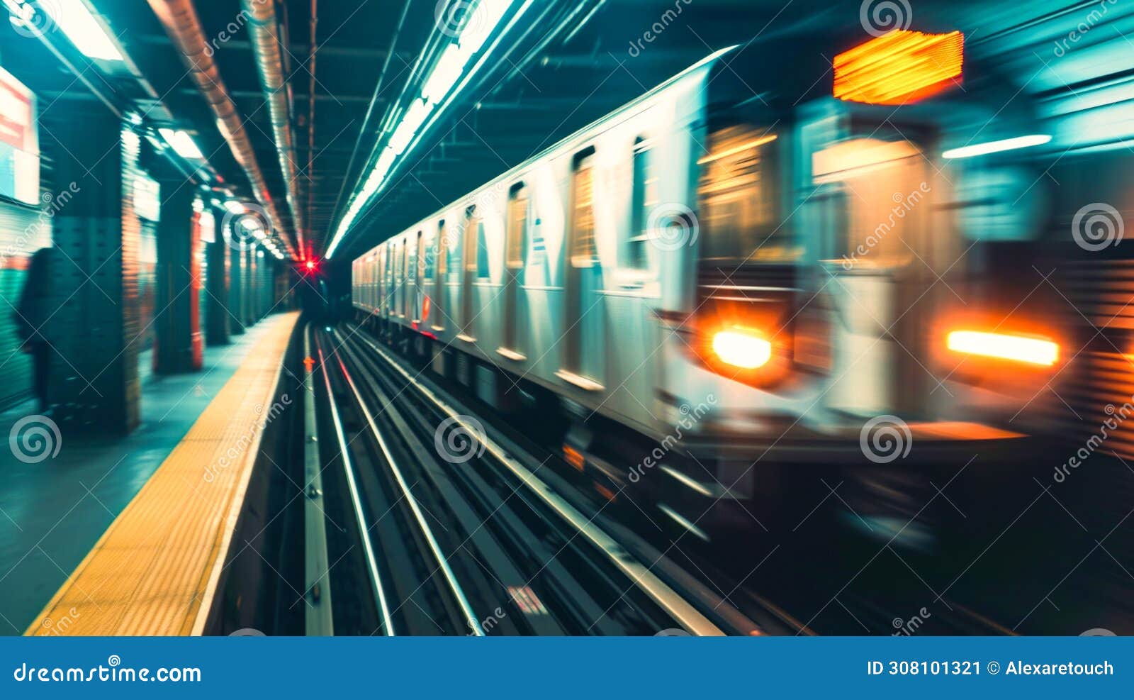 Speeding Subway Train in Station Stock Image - Image of infrastructure ...