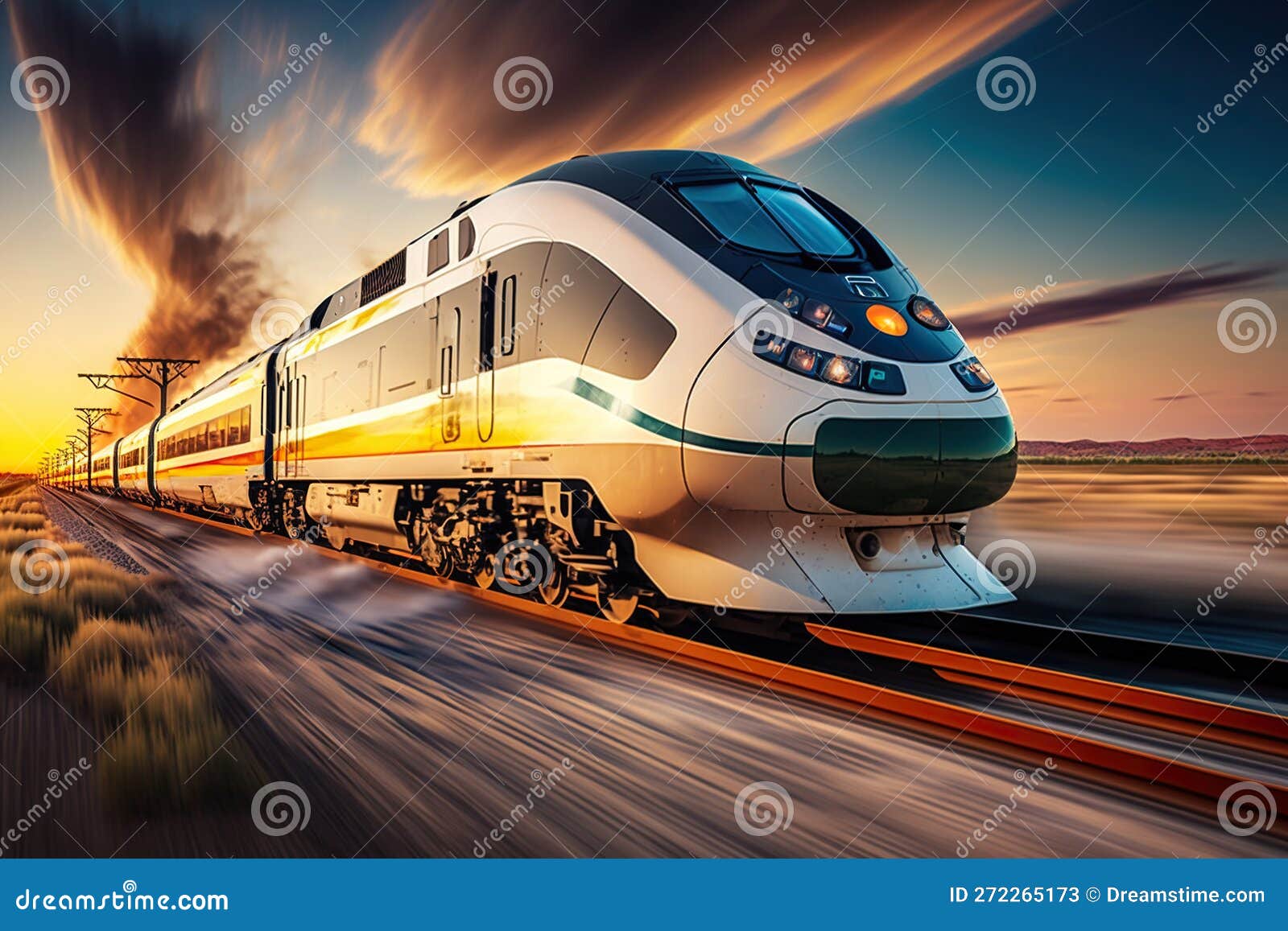 Speeding Train Away from Railway Station. Generative Ai Stock ... Speeding Train Away from Railway Station. Generative Ai Stock ...