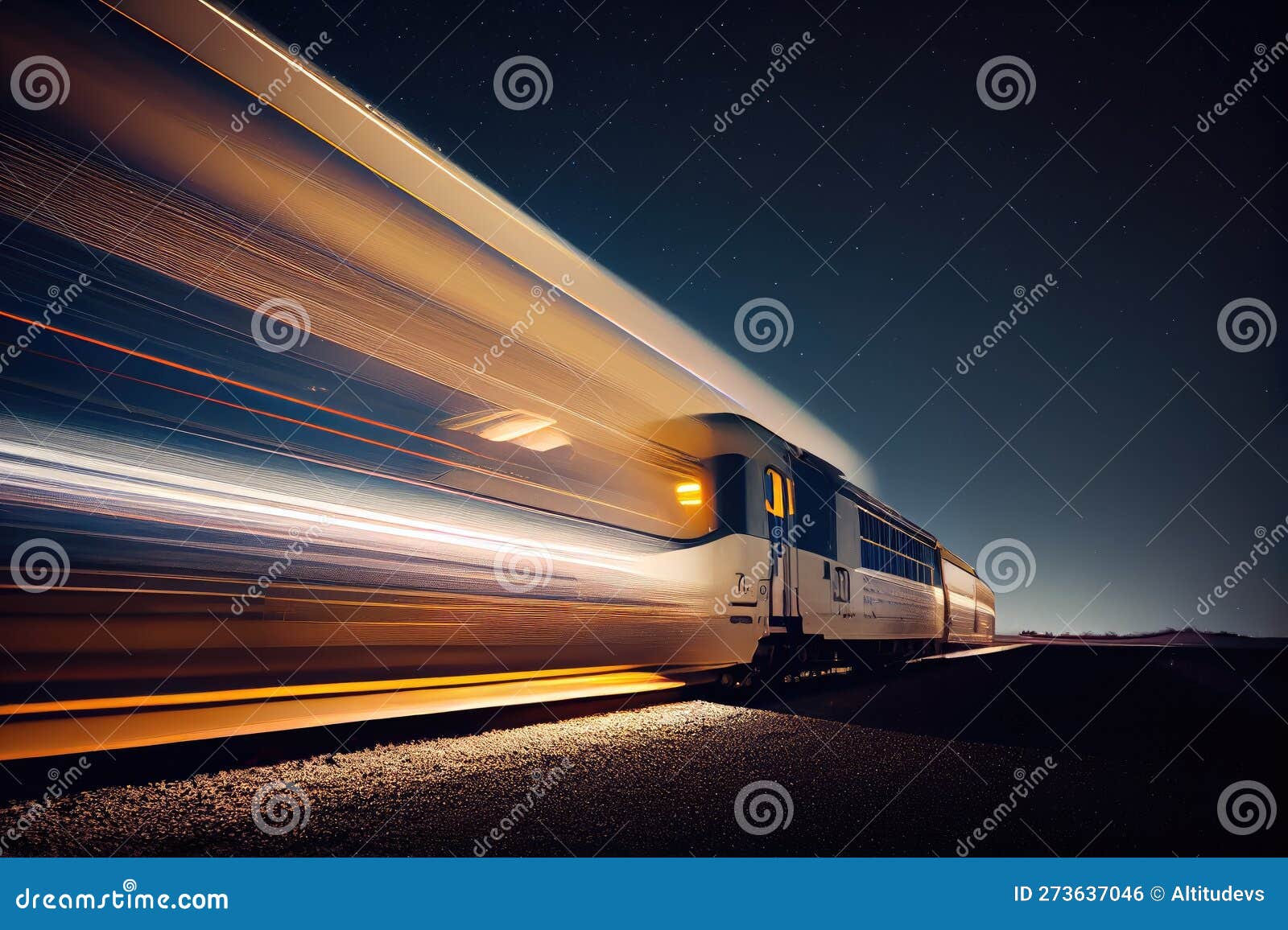 A Speeding Train, with a Long Exposure and Dramatic Motion Blur in the ...