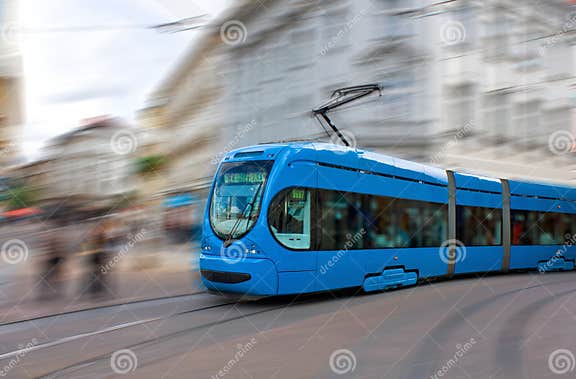 Speeding tram stock photo. Image of lamp, location, ride - 15359626